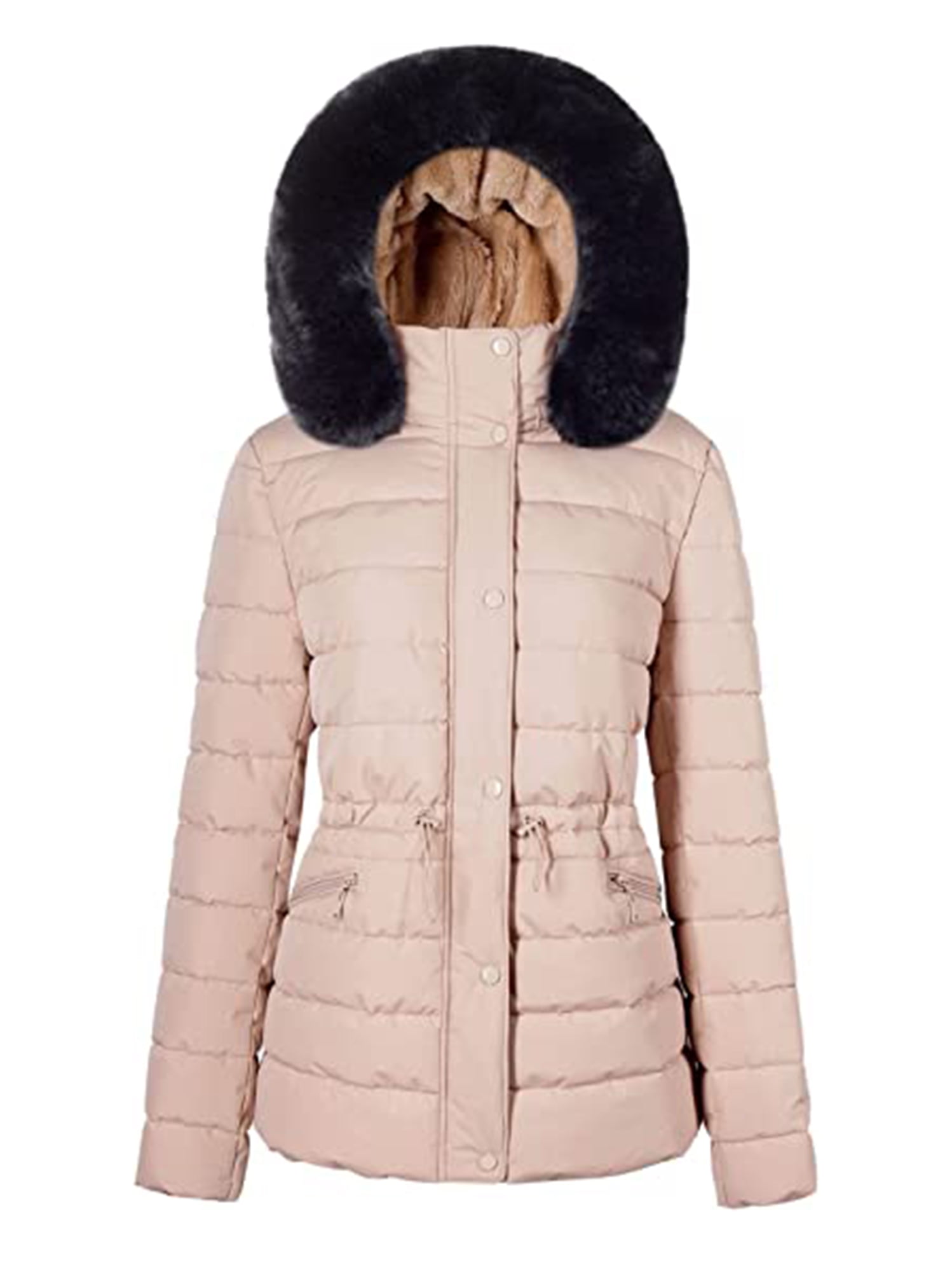 Women’s Winter Quilted Puffer Coat Fleece Lined Warm Winter Jacket with ...