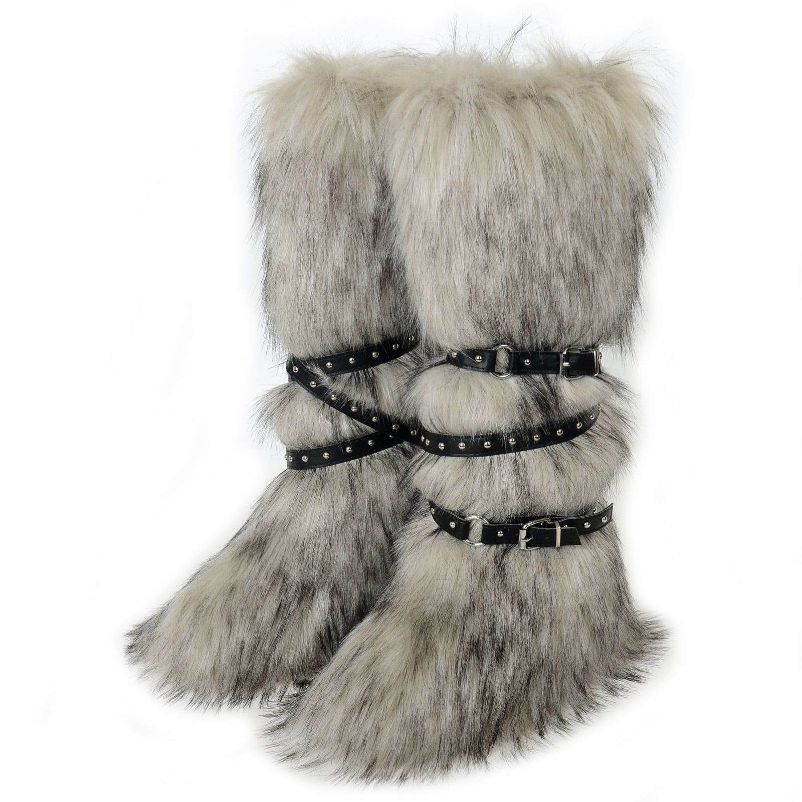 Women's Winter Warm Fluffy Faux Fur Knee High Snow Boots - Fashionable ...