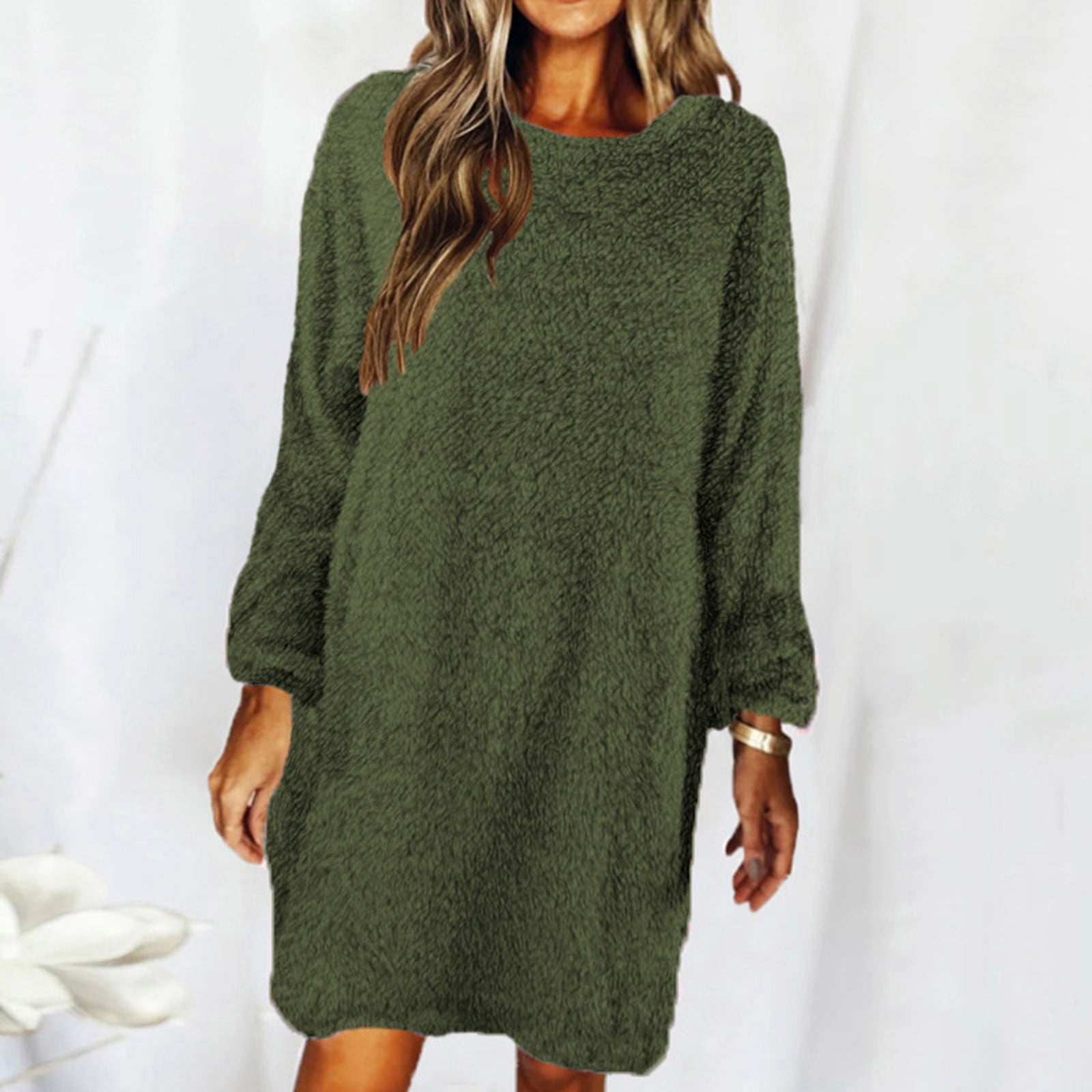 Women's Winter Warm Sherpa Lined Fleece Crewneck Sweatshirt with Pocket ...