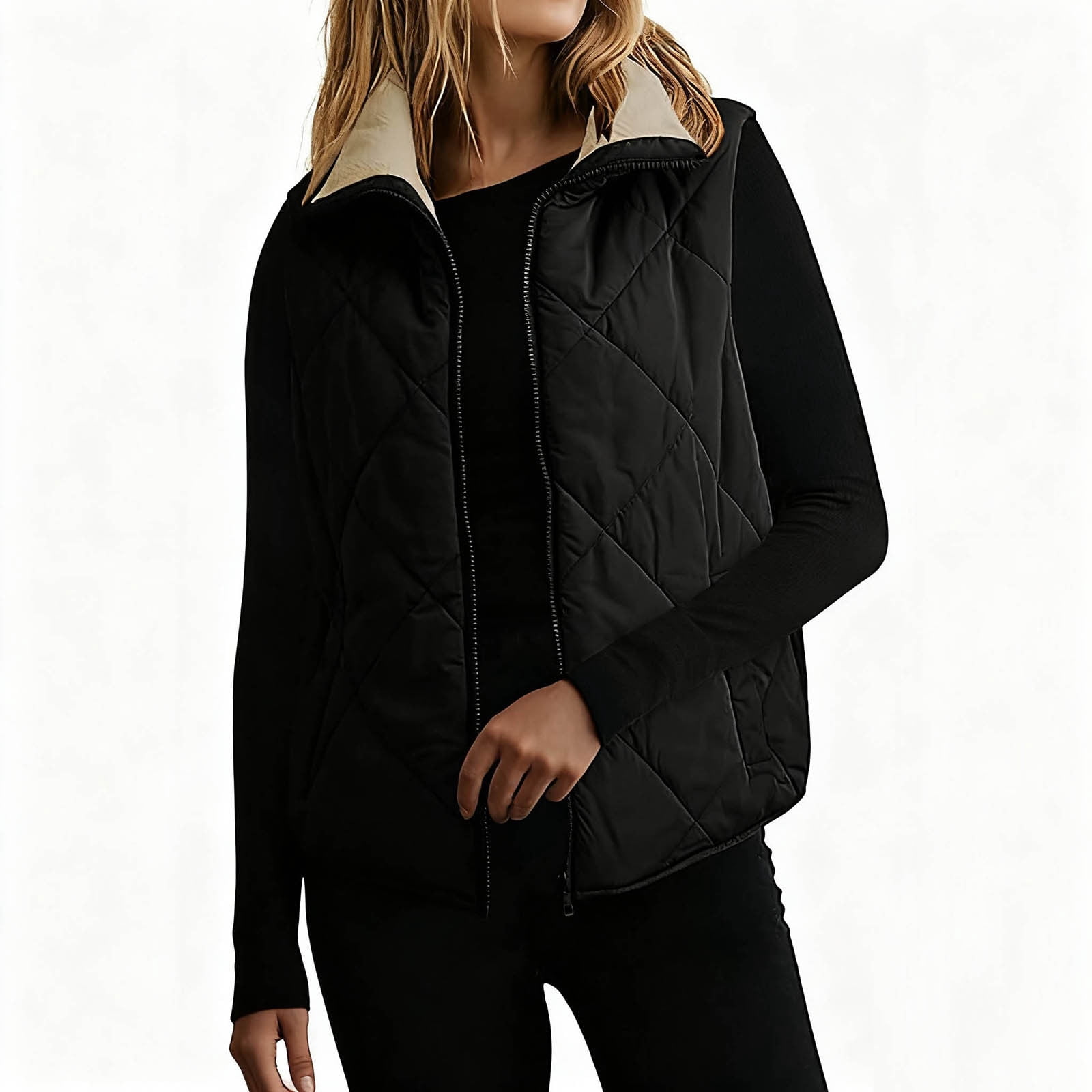 Women's Winter Warm Vest, Fashion Sleeveless Coats, Quilted Puffer Coat ...