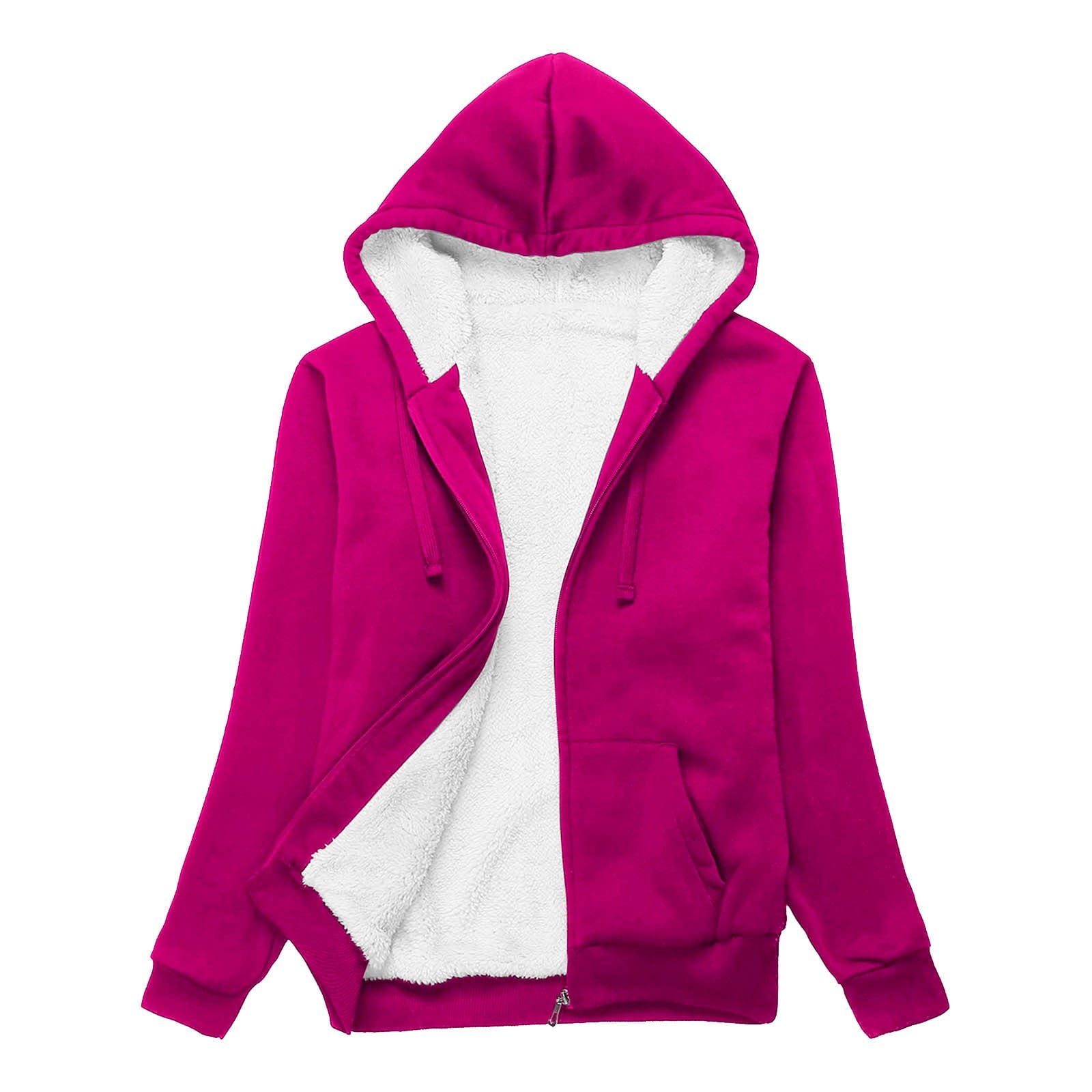 Women's Winter Zip up Hoodies Coat Sherpa Fleece Warm Heavyweight Thick ...