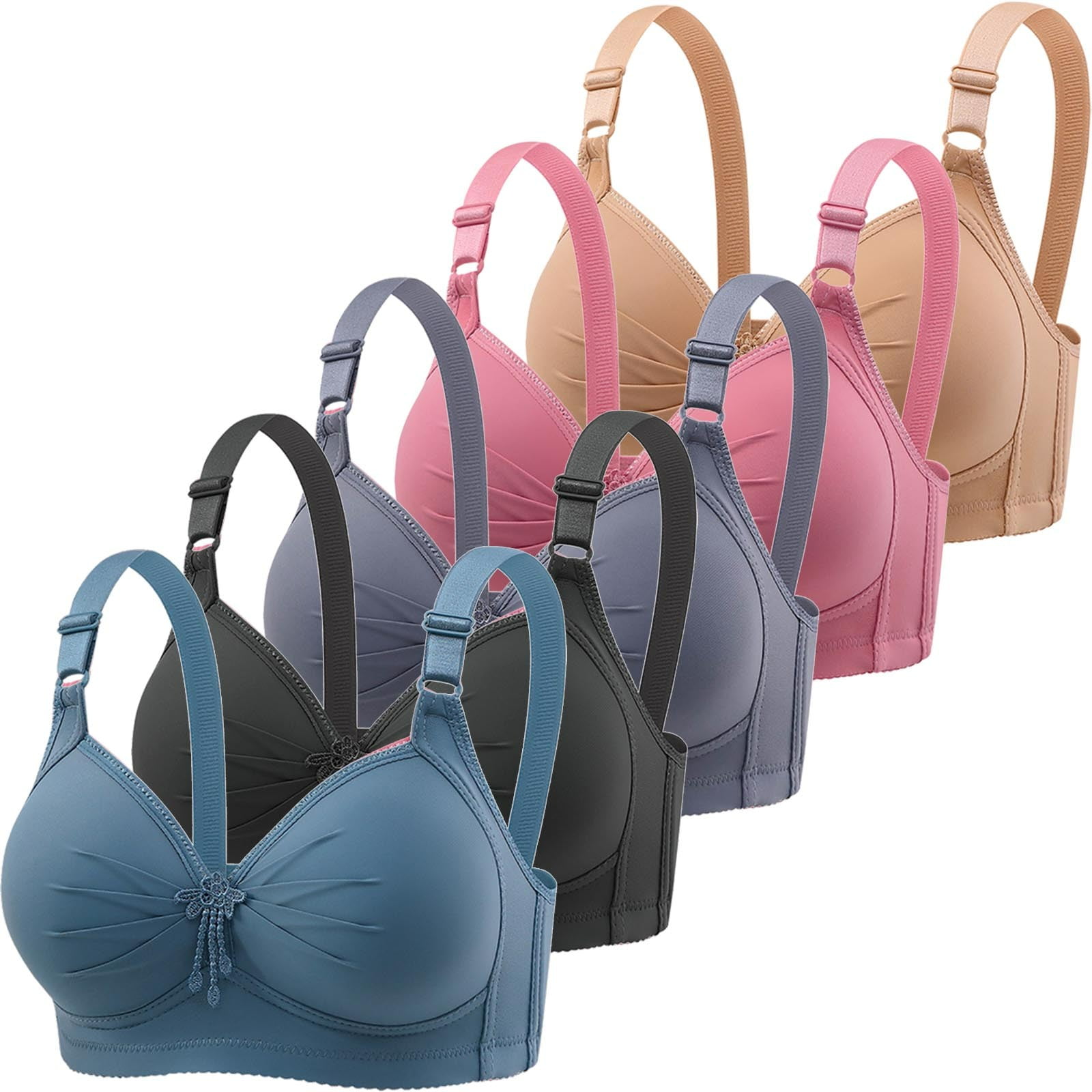 Women's Wireless Underwear 5 Pack of Solid Color Full Coverage Seamless ...