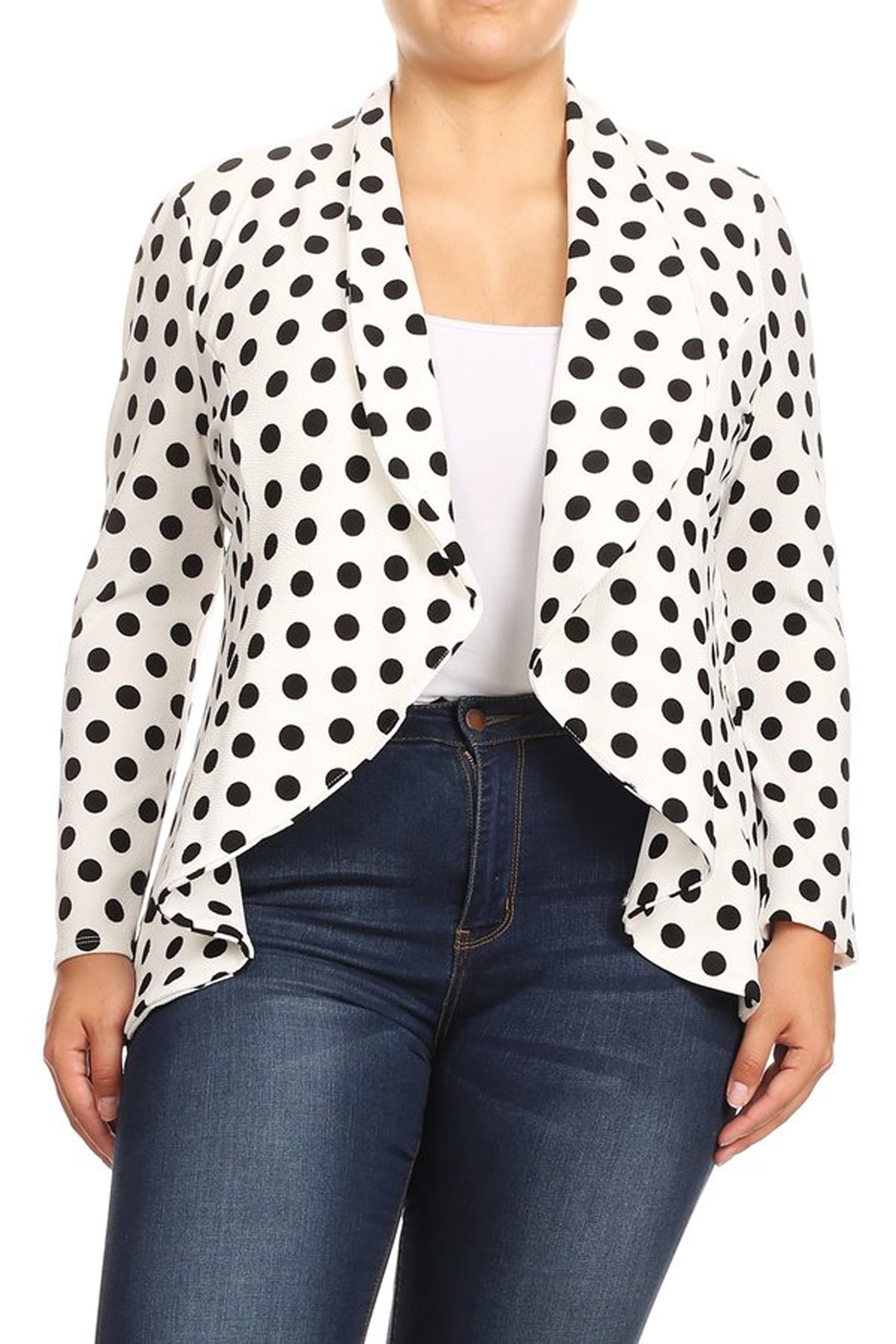 Women's Women's Casual Long Sleeve Plus SIze Polka Dot Open Blazer ...