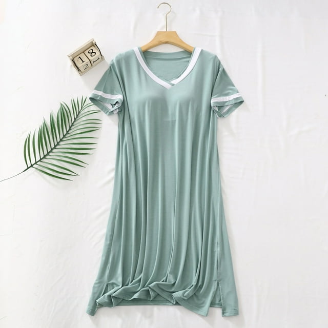 Women's Women's Modal Nightgown Sleepwear Casual Solid Color Round Neck ...