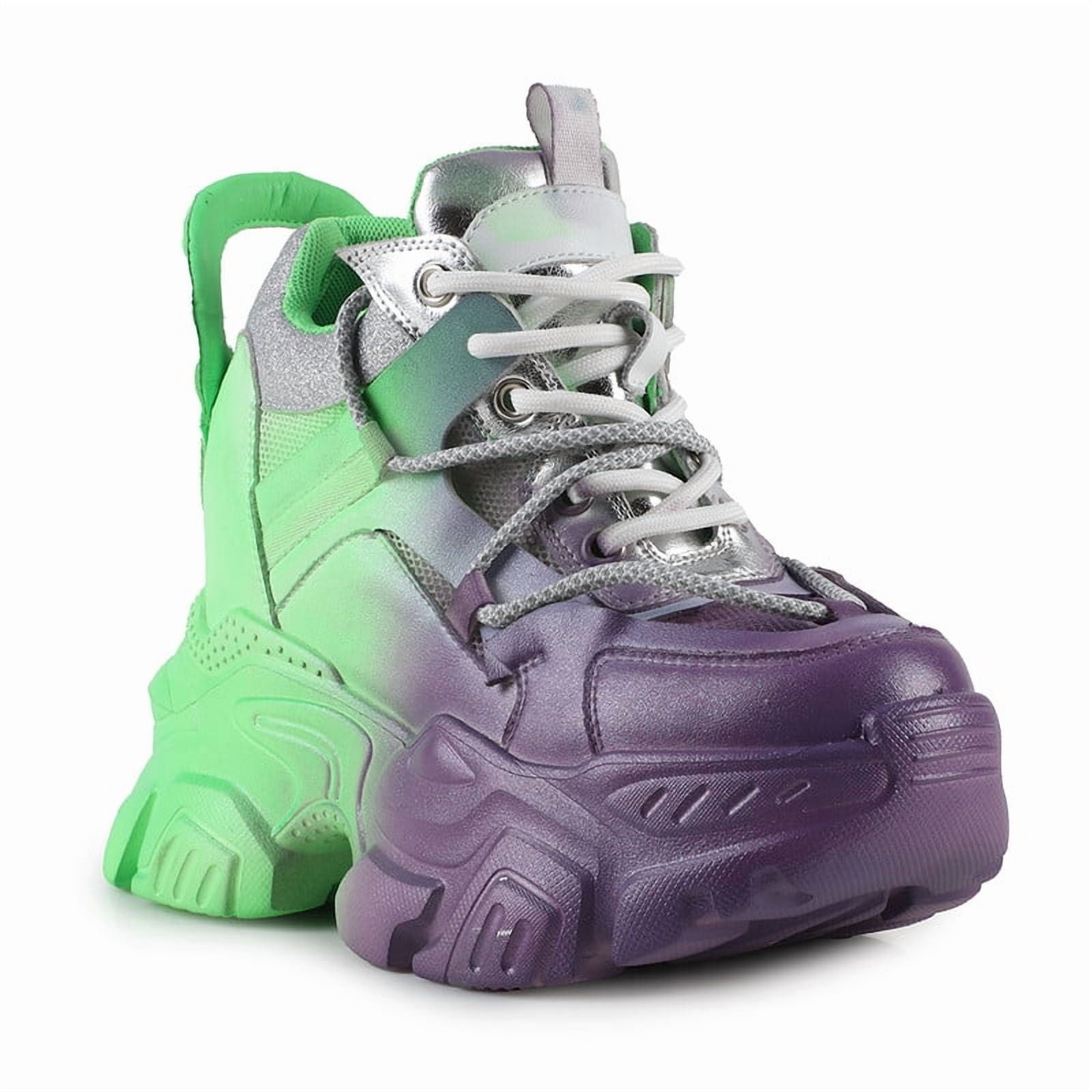 Women’s Women’s Two-Tone Metallic Hidden Wedge Platform Sneakers ...