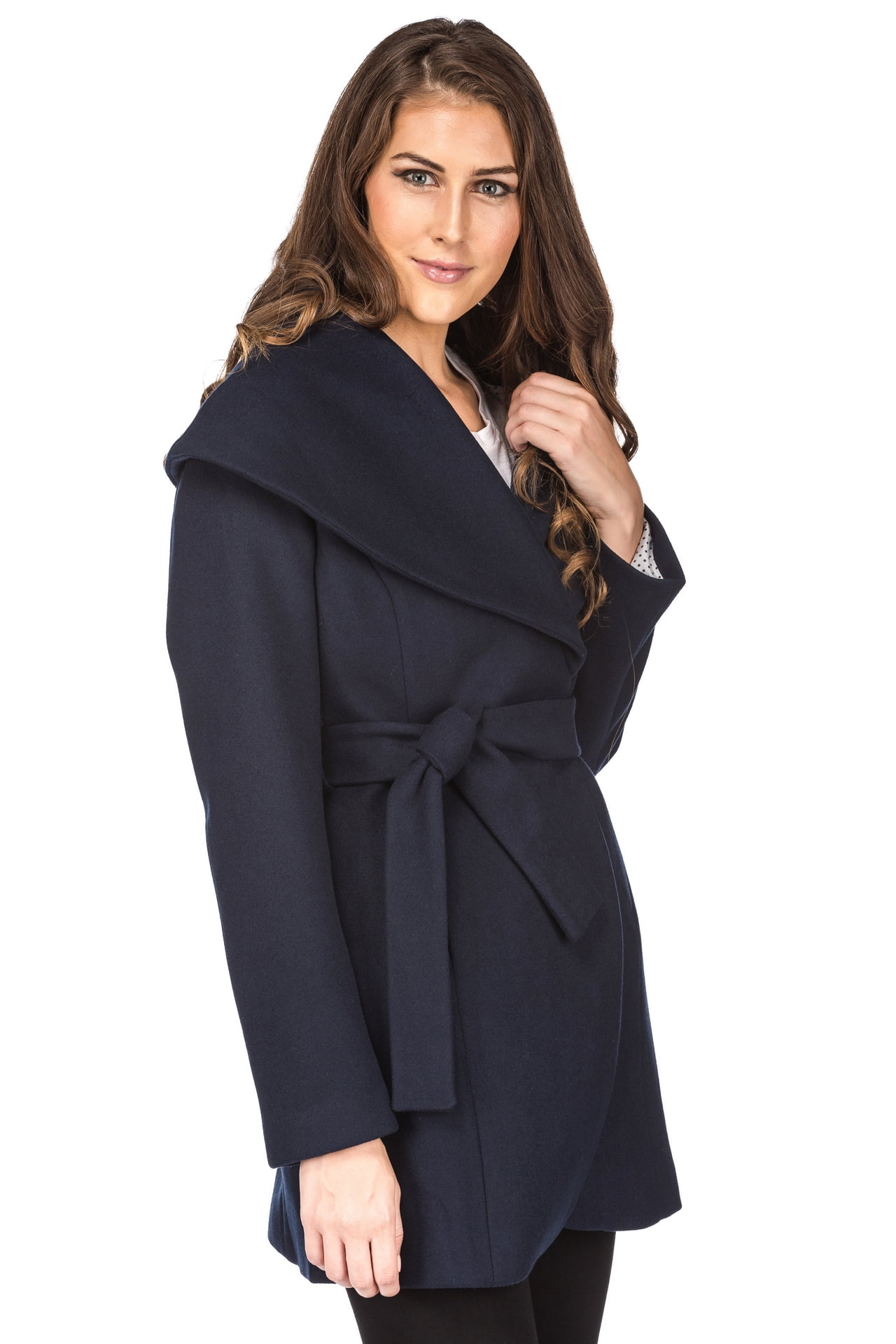 Women's Wool Blend Shawl Collar Wrap Coat - Walmart.com