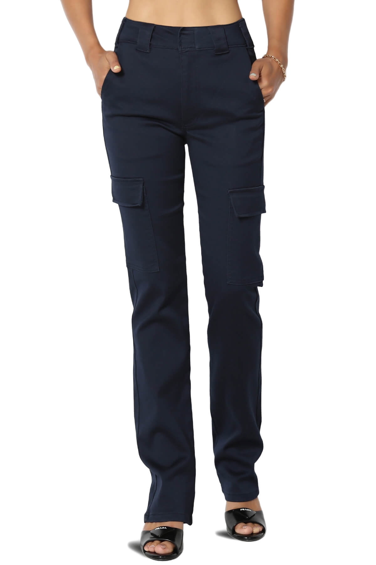 Women's Work School Stretch Twill Canvas High Rise Slim Straight Leg ...
