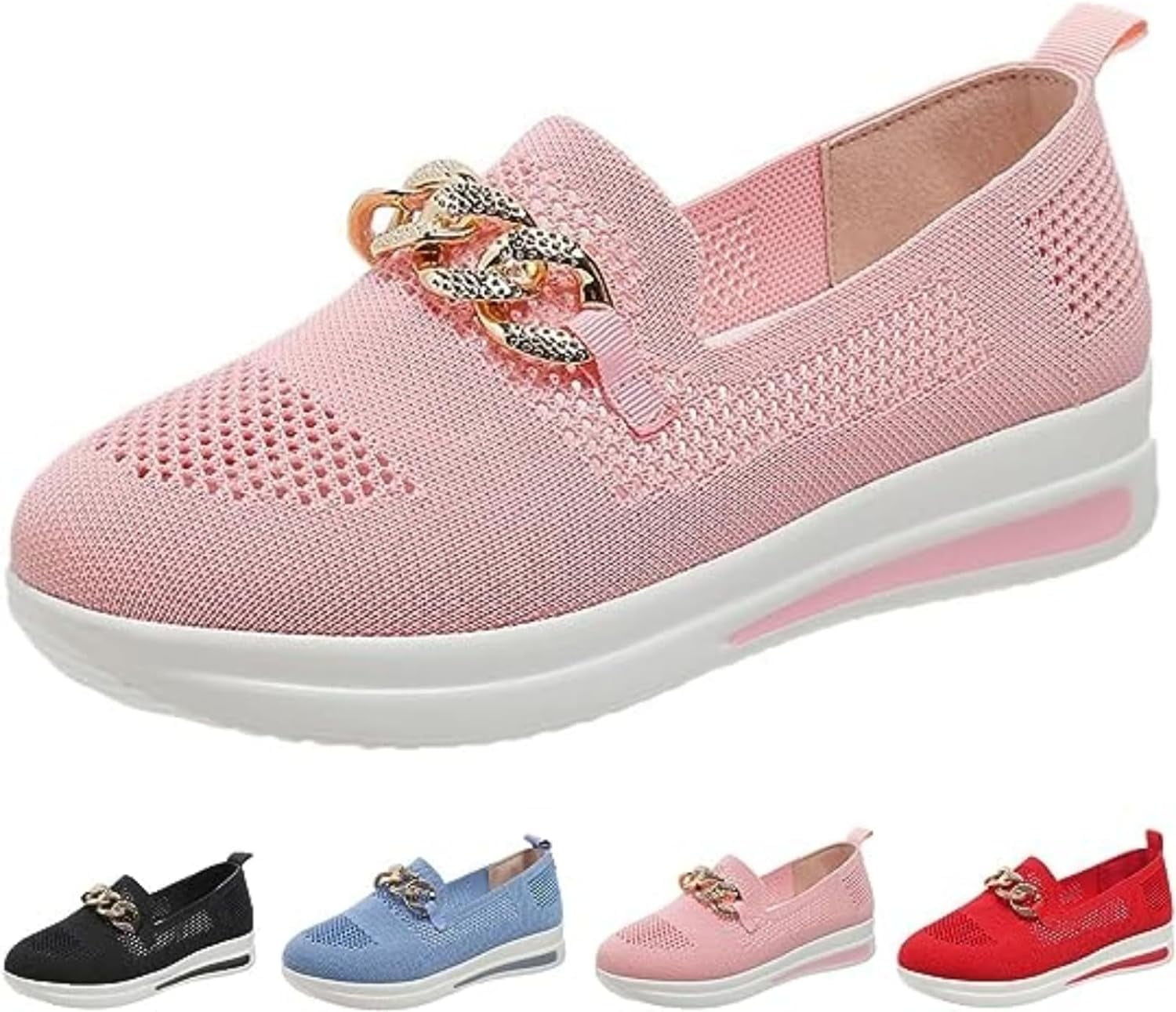 Women's Woven Breathable Orthopedic Wedge Sneakers,Mesh Up Stretch ...