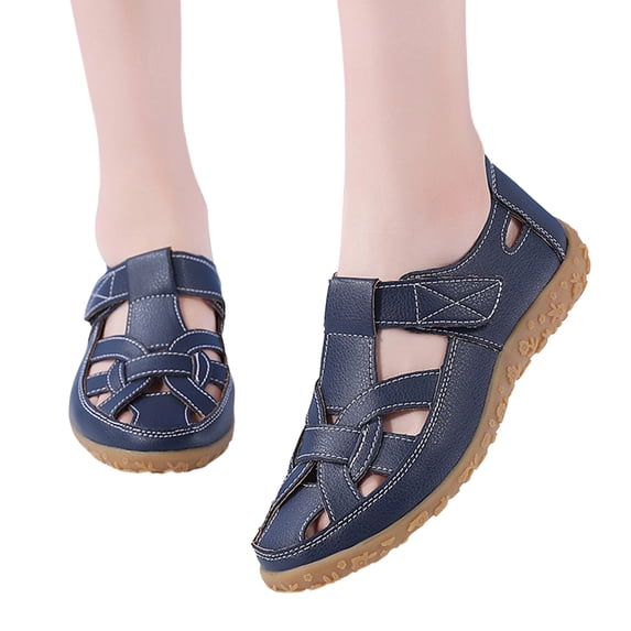 Women's Woven Closed Toe Leather Sandals,Comfortable Orthopedic ...
