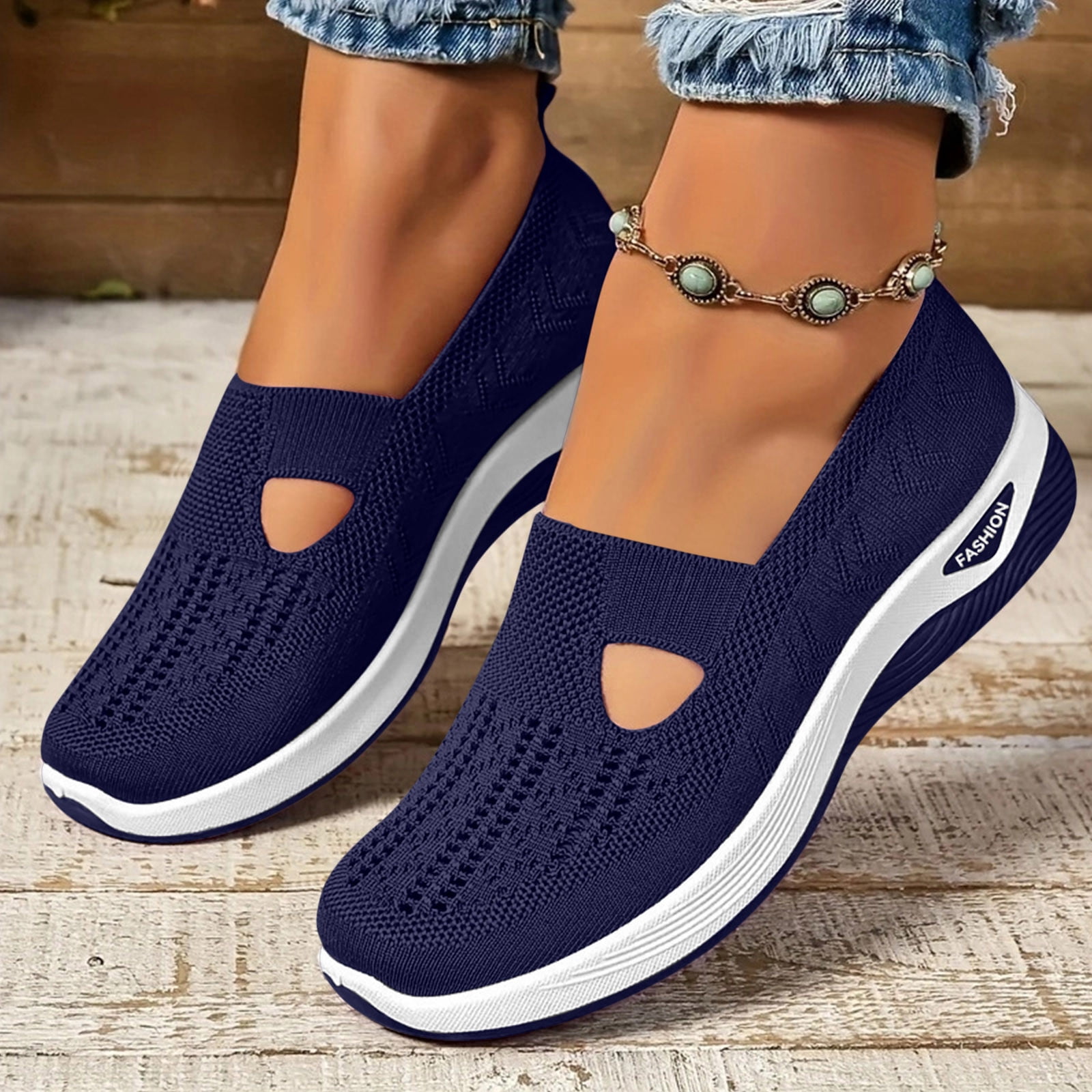 Women's Woven Orthopedic Breathable Soft Shoes Arch Support, Slip-On ...