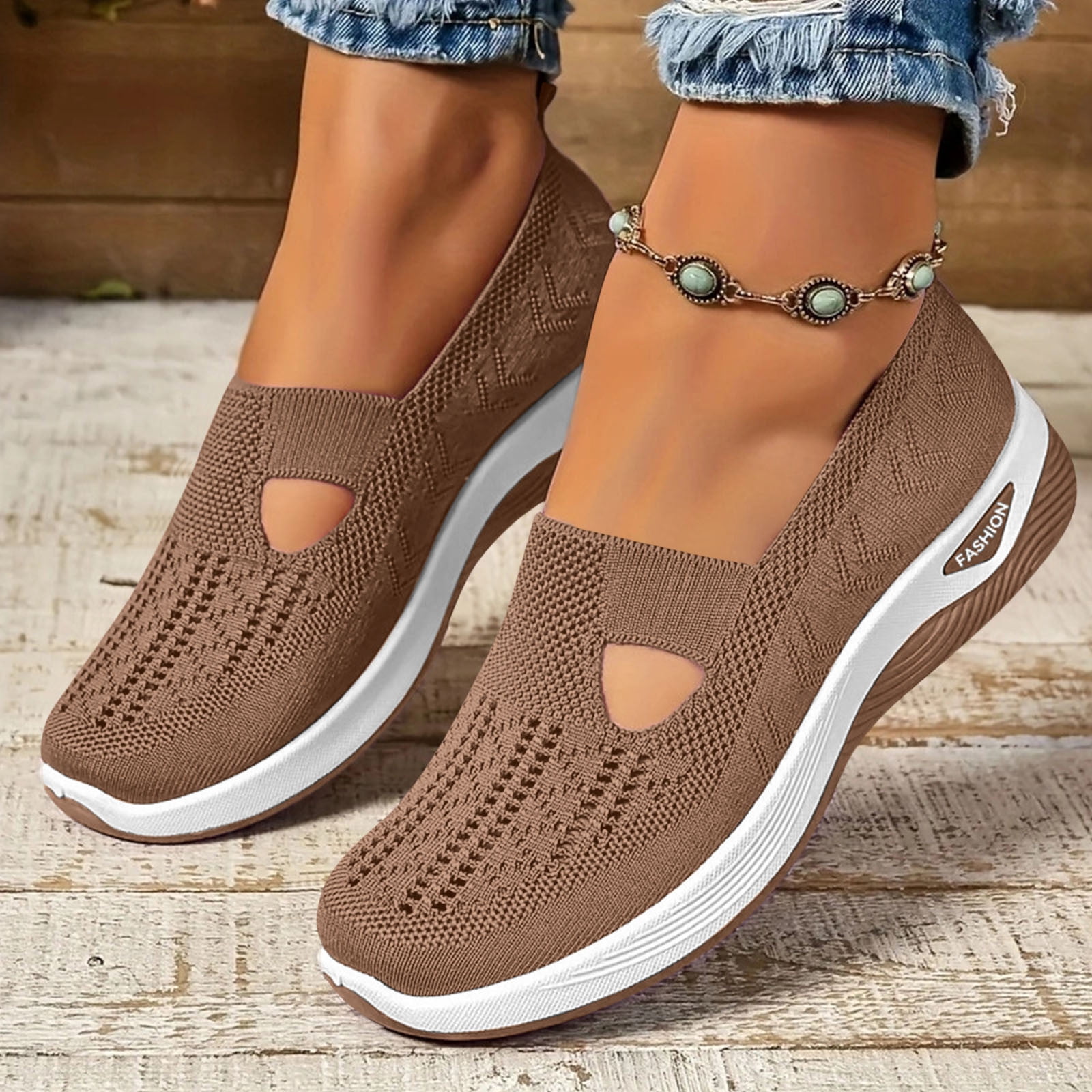 Women's Woven Orthopedic Breathable Soft Shoes Arch Support, Slip-On ...