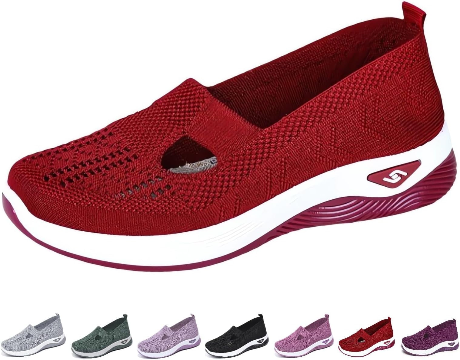 Women's Woven Orthopedic Breathable Soft Shoes Go Walking Slip on Diabetic Foam Shoes Hands Free ...