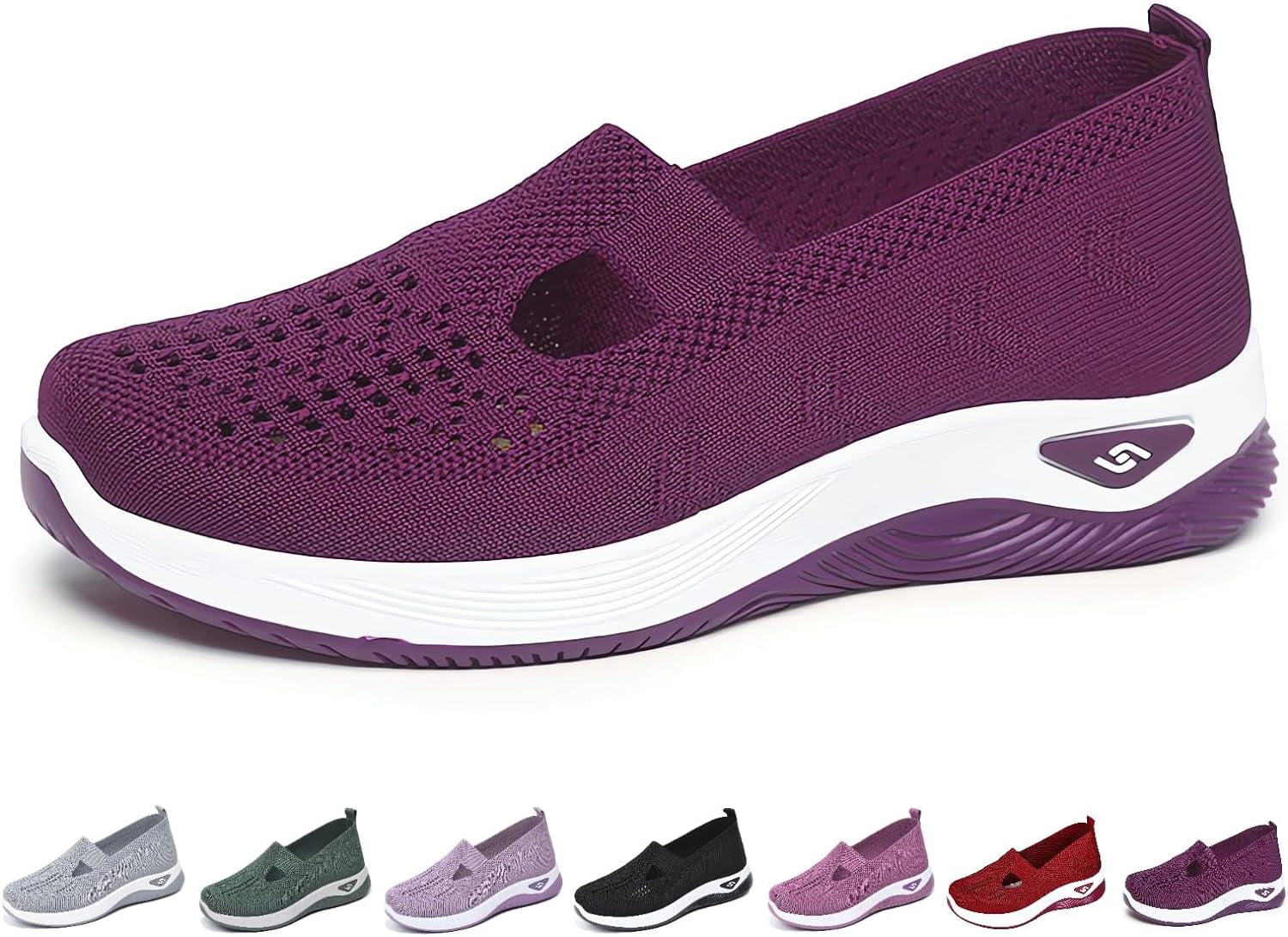 Women's Woven Orthopedic Breathable Soft Shoes Go Walking Slip on Diabetic Foam Shoes Hands Free ...