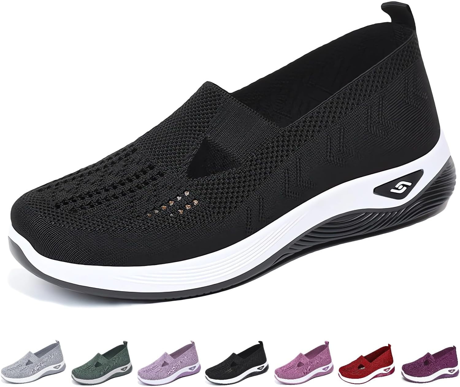 Women's Woven Orthopedic Breathable Soft Shoes Go Walking Slip on Diabetic Foam Shoes Hands Free ...