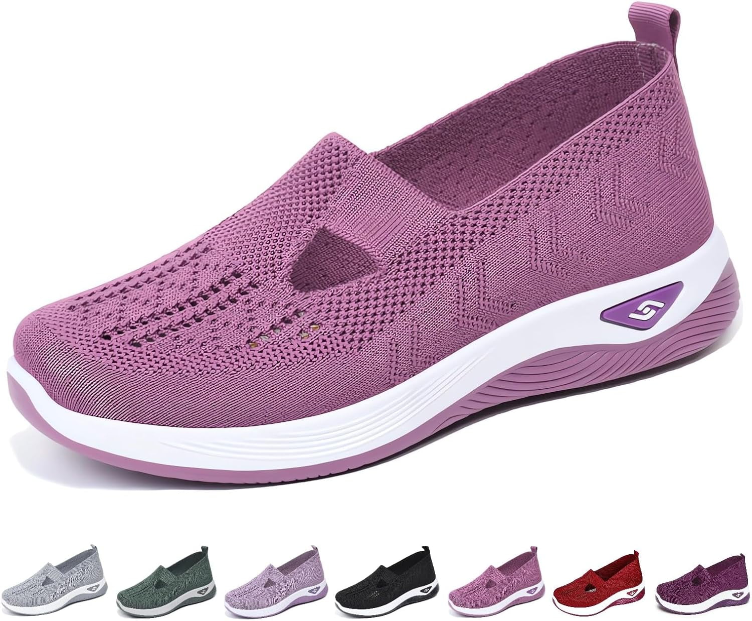 Women's Woven Orthopedic Breathable Soft Shoes Go Walking Slip on Diabetic Foam Shoes Hands Free ...