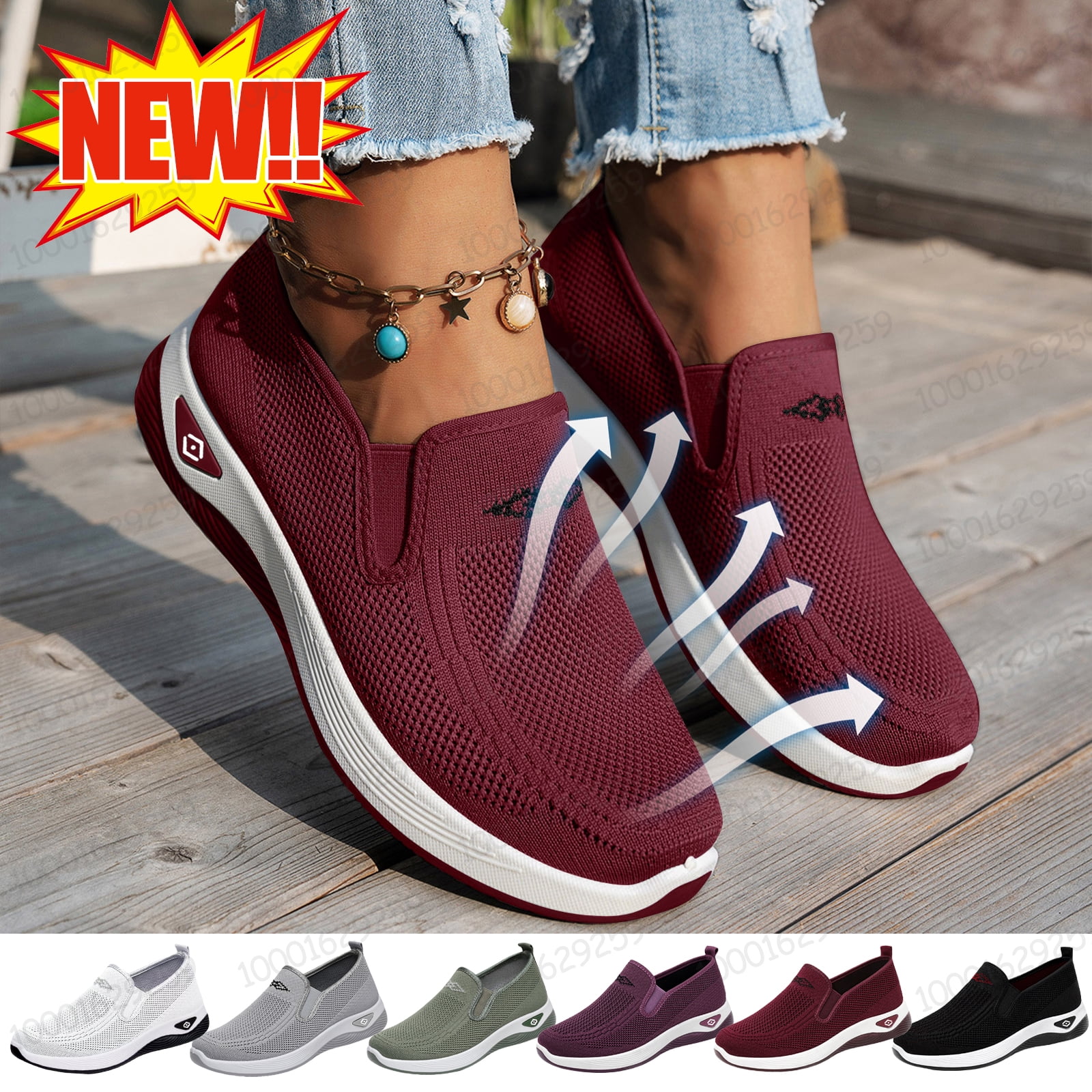 Women's Woven Orthopedic Breathable Soft Shoes Slip On Diabetic Foam Walking Shoes Arch Support ...