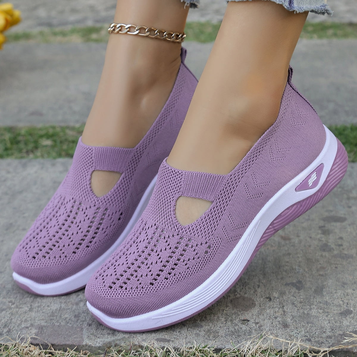 Women's Woven Breathable Soft Shoes Walking Anti-slip Shoes Easy to ...