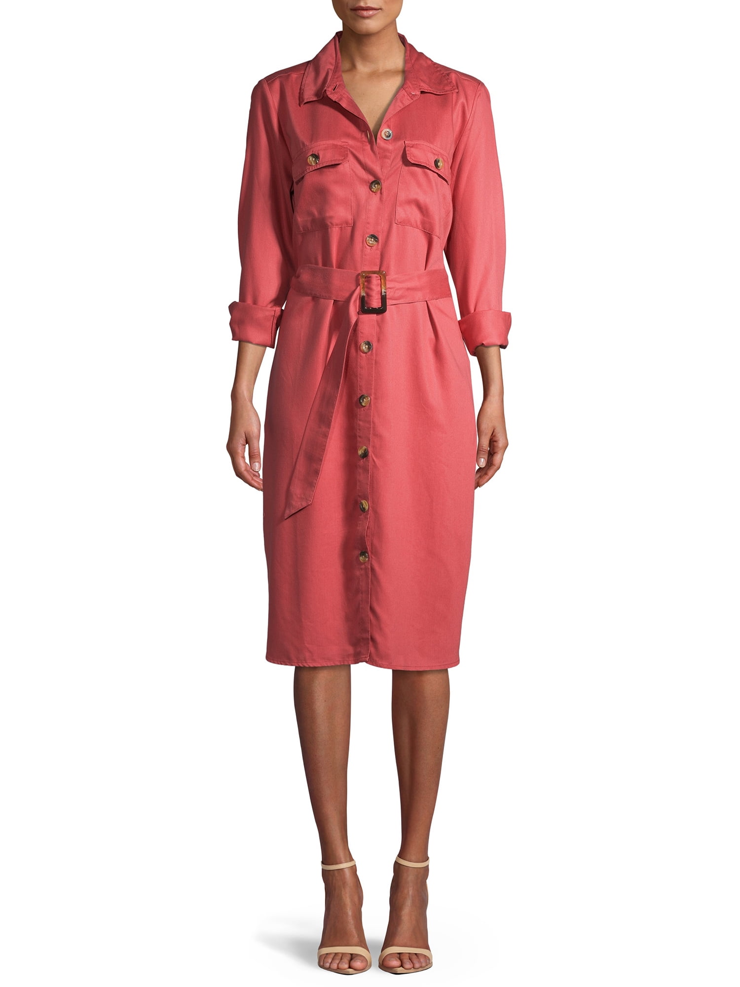 Women's Woven Utility Shirt Dress - Walmart.com
