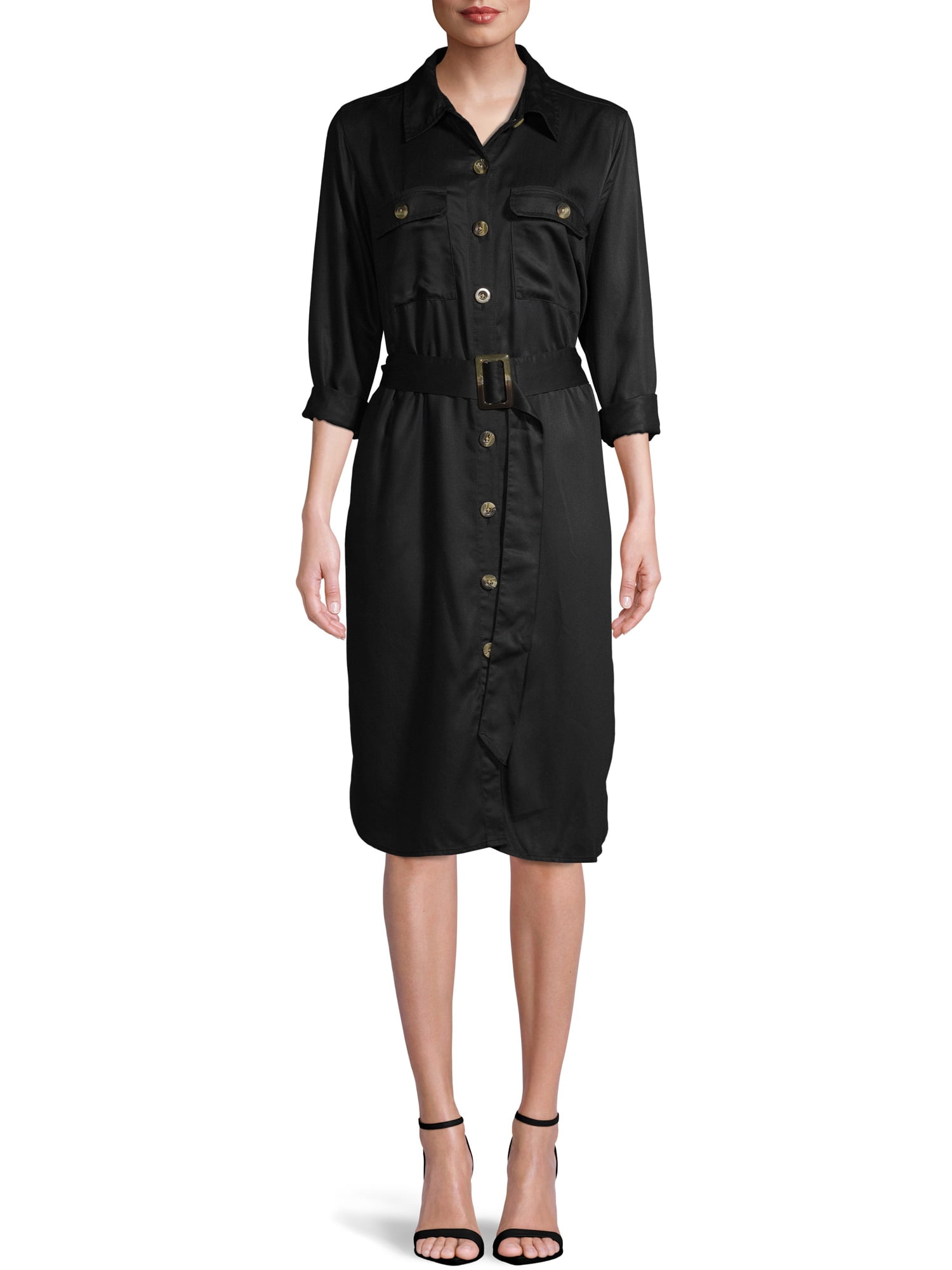 Women's Woven Utility Shirt Dress - Walmart.com