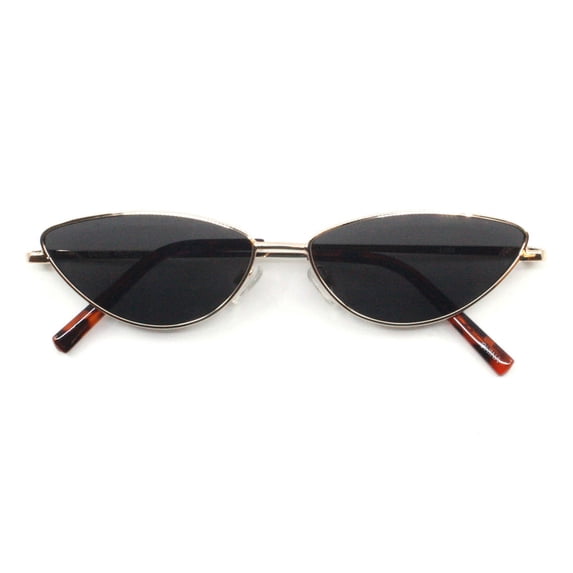 Women's Y2K Cat Eye Sunglasses Thin Metal Oval Frame Lightweight Gold ...