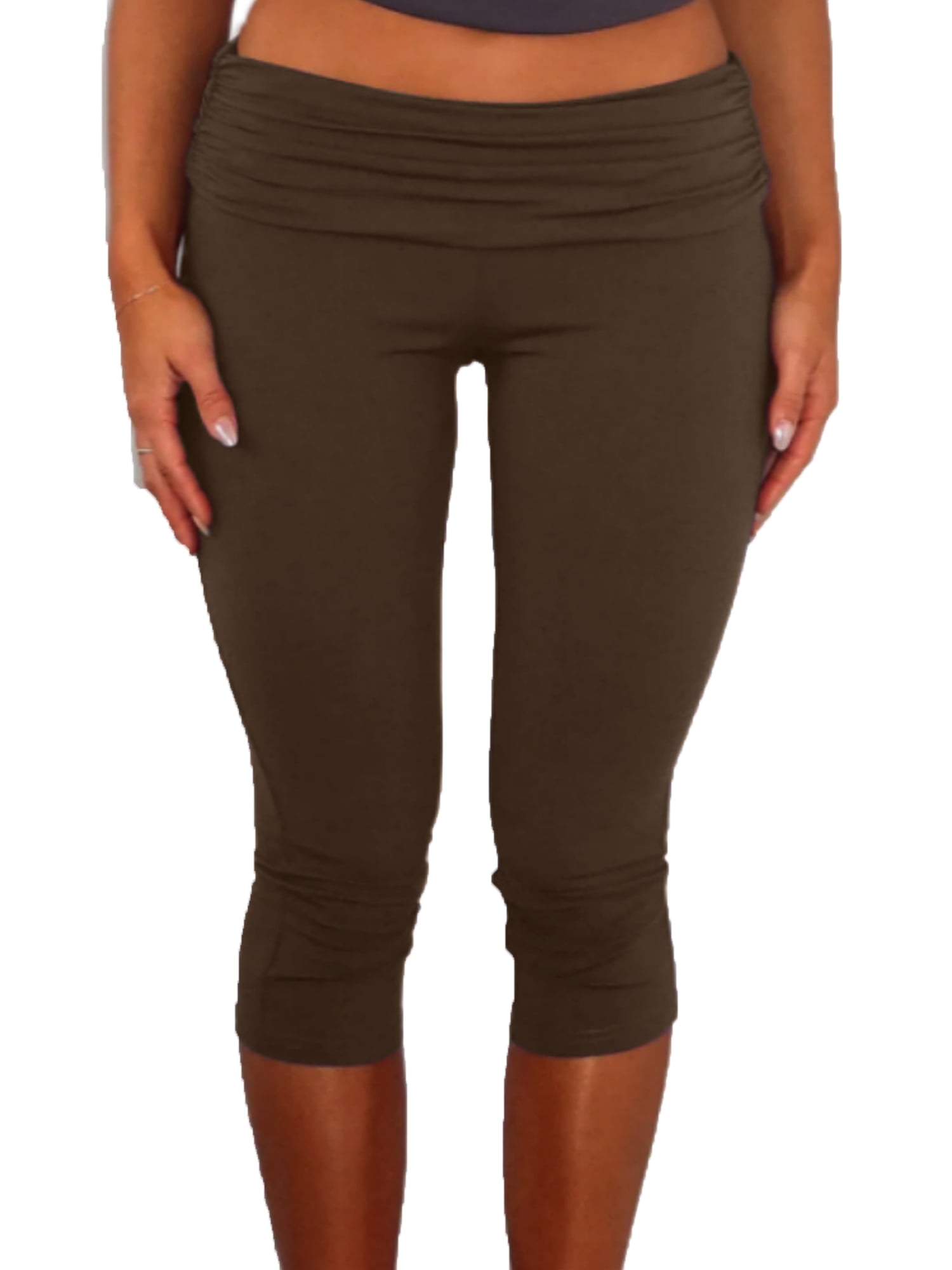 Women's Y2k Fold Over Capri Pants 3/4 Length Pants Foldover Leggings ...