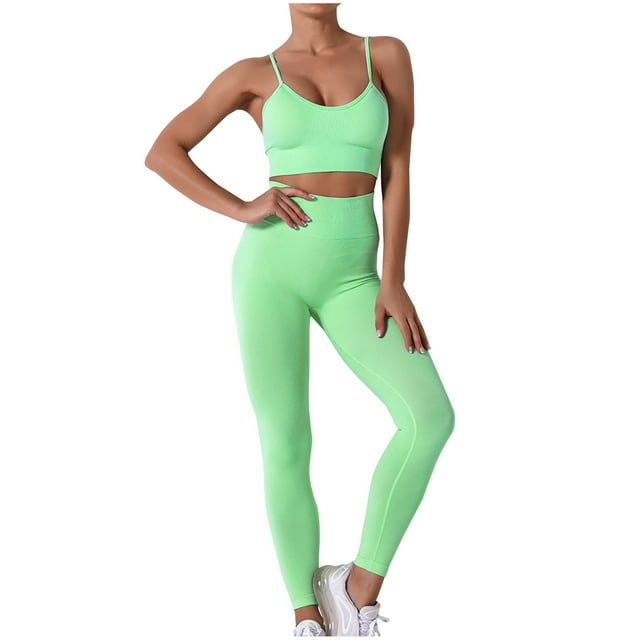 Women’s Yoga Outfits 2 piece Set Seamless Workout Tracksuits Sports Bra High Waist Legging ...