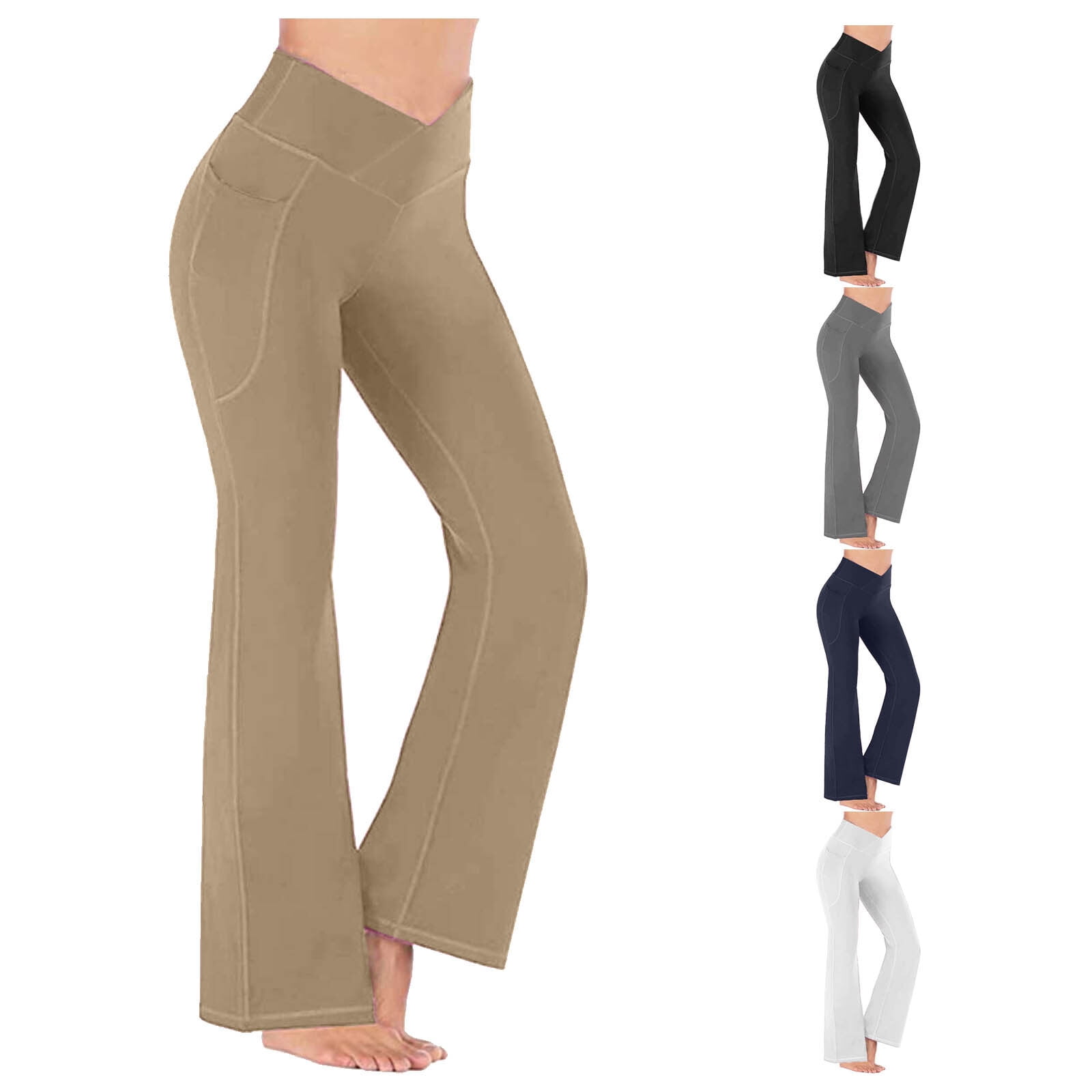 Women's Yoga Pants with Pockets Bell Bottom Work Dress Pants V ...