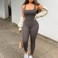 Womens Yoga Ribbed Jumpsuits One Piece Tank Tops Rompers Sleeveless