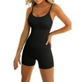 Womens Yoga Rompers One Piece Ribbed Spaghetti Strap U Neck Sleeveless
