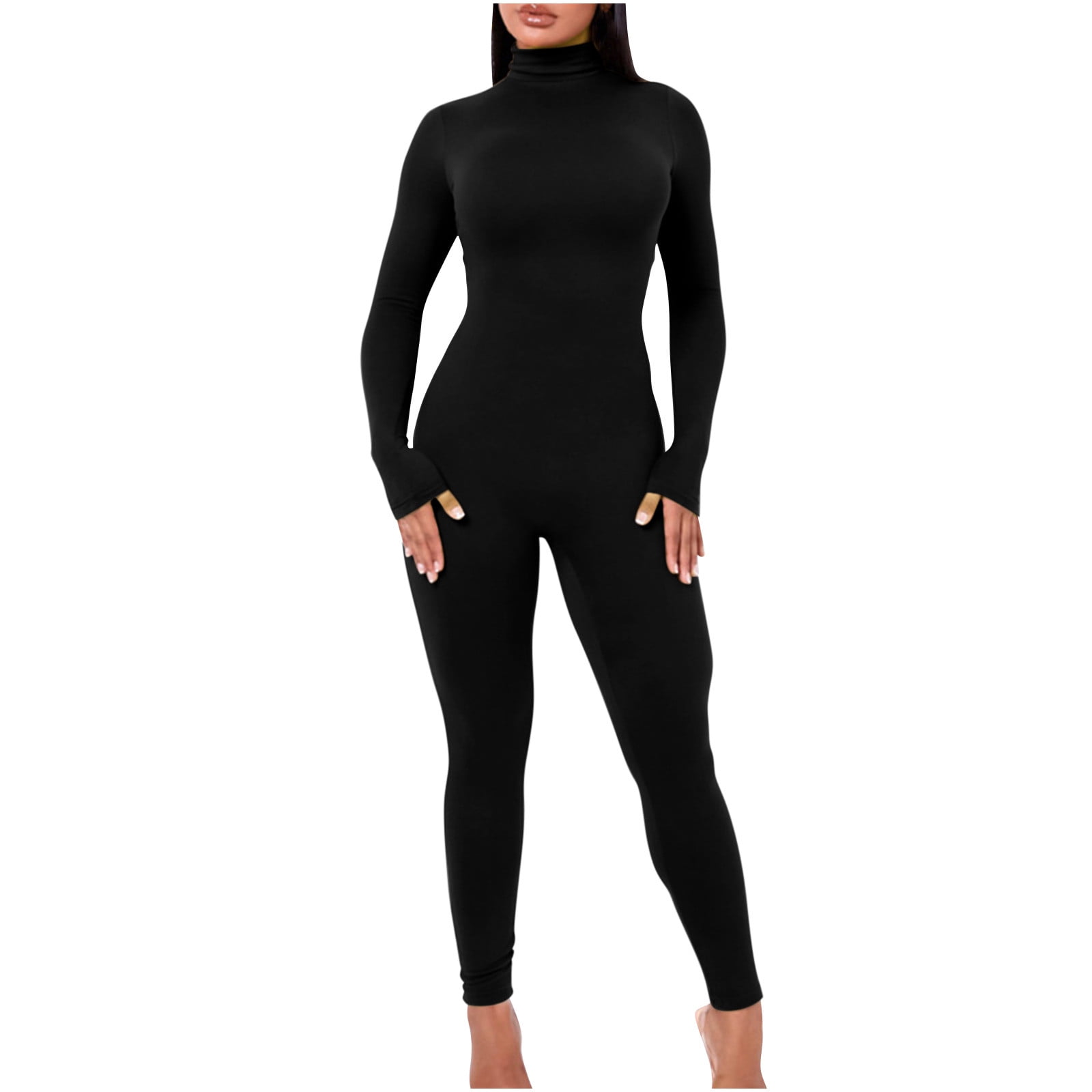 Women's Yoga Seamless 1 Piece Jumpsuits Workout Rompers Long Sleeve Stretchy Gym Yoga Jumpsuits ...