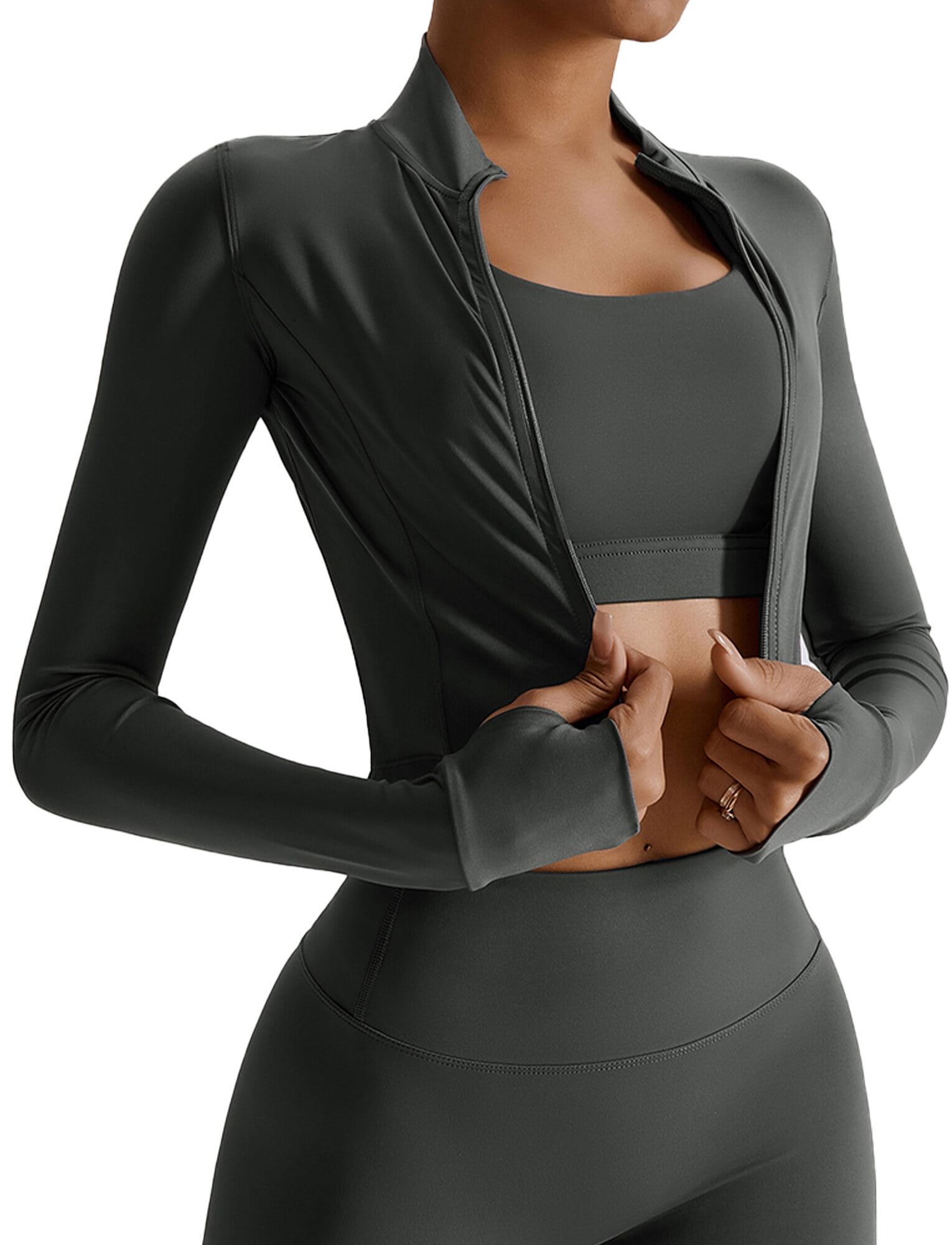 Women's Yoga Track Jacket Seamless Yoga Sport Jacket Stretchy Athletic ...