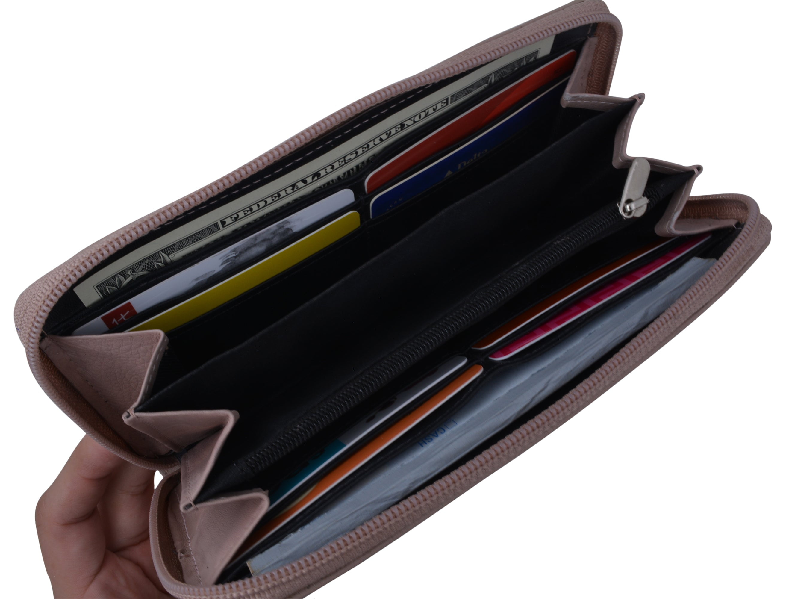 Women's Zip Around Wallet and Phone Clutch - Leather RFID Blocking with ...
