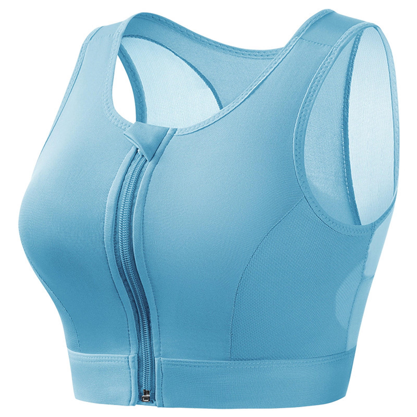 Women's Zip Front Closure Sports Bra - Seamless Wirefree Post Surgery ...