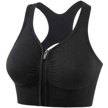 2pcs Women's Zip Front Sports Bra Wireless Post-Surgery Bra Active Yoga ...