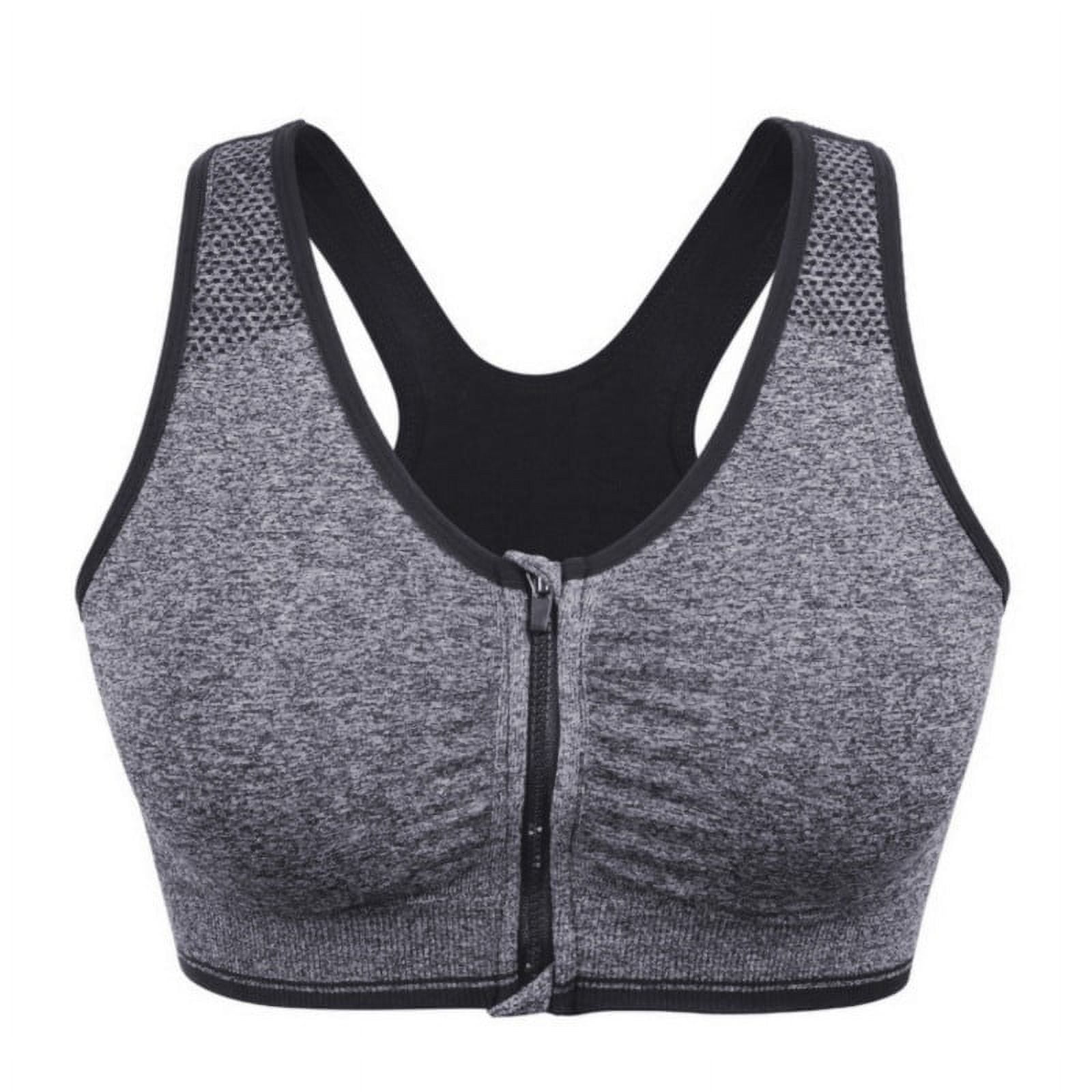 Women's Zip Front Sports Bra Wireless Post-Surgery Bra Active Yoga ...