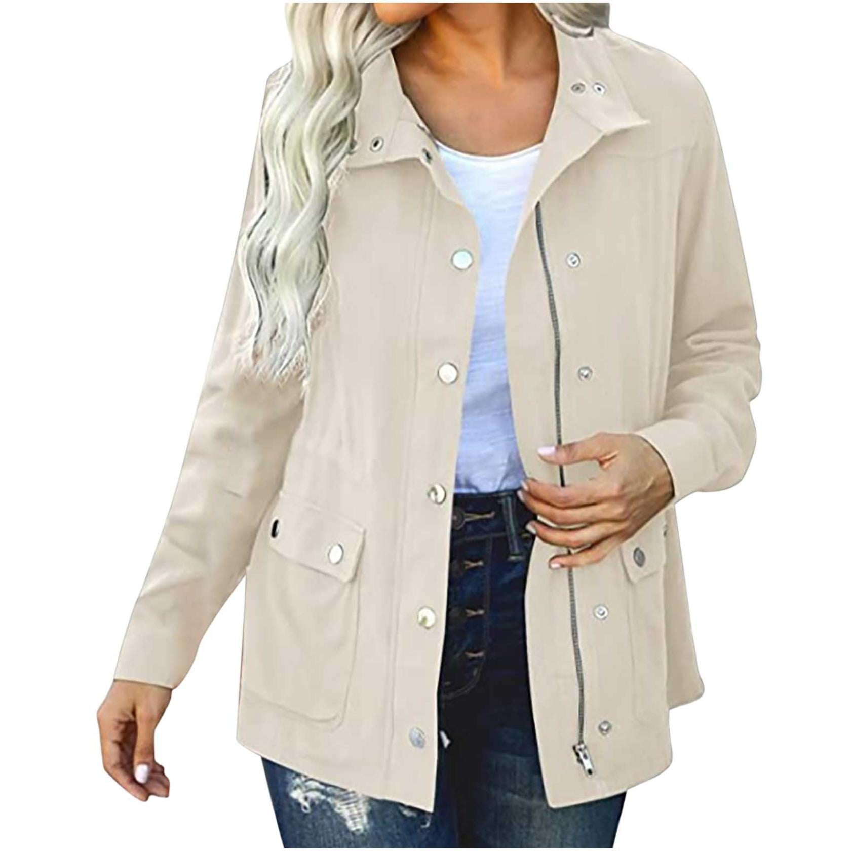 Women's Plus Size Zip Up Cardigan Jackets Lightweight Long Sleeve with ...