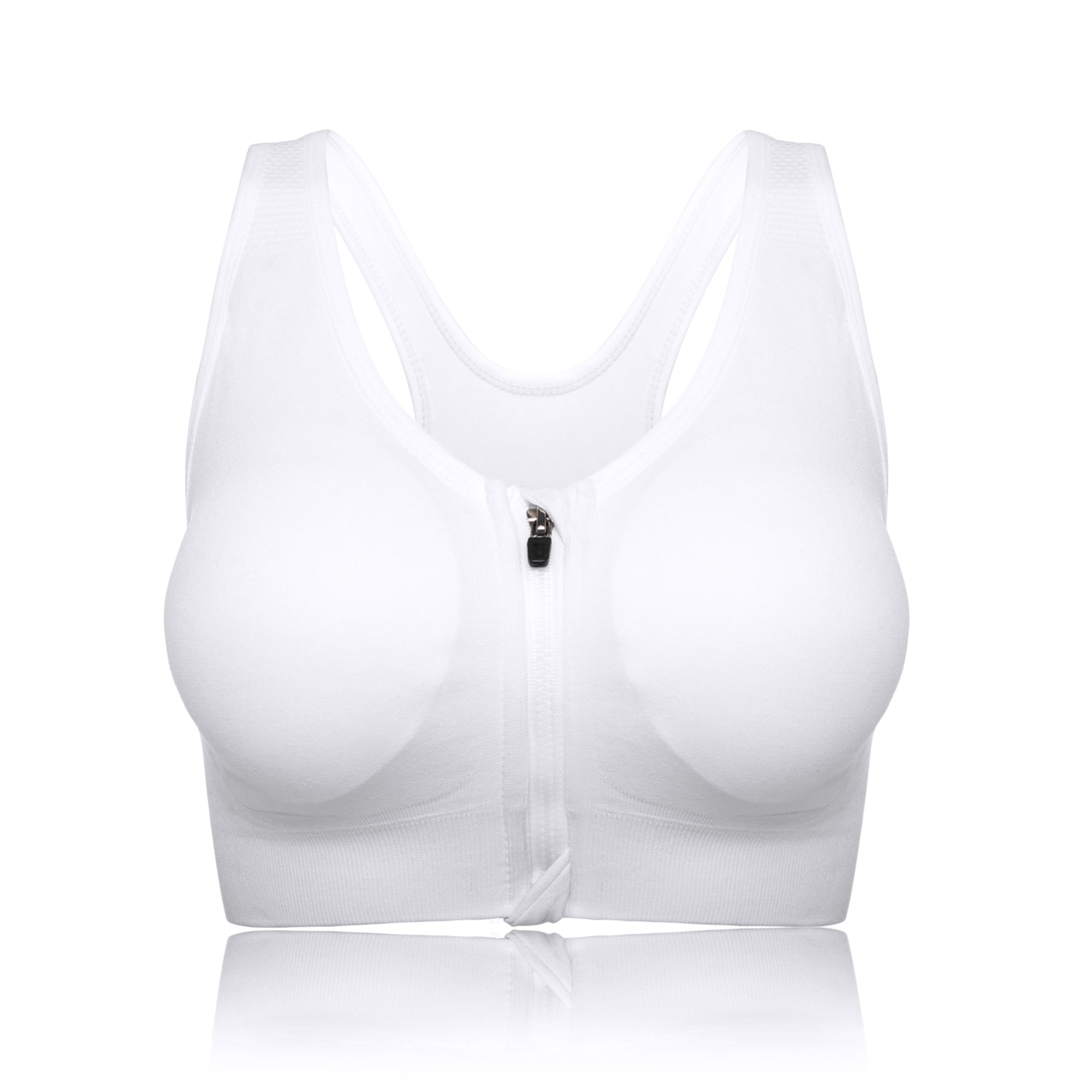 Women's Zipper Front Closure Sports Bra, Seamless Wirefree Zipper ...