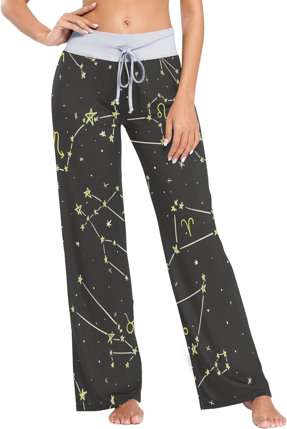 Women's Zodiac Sign Starry Night Pajama Pants, Casual Pajama Bottoms ...