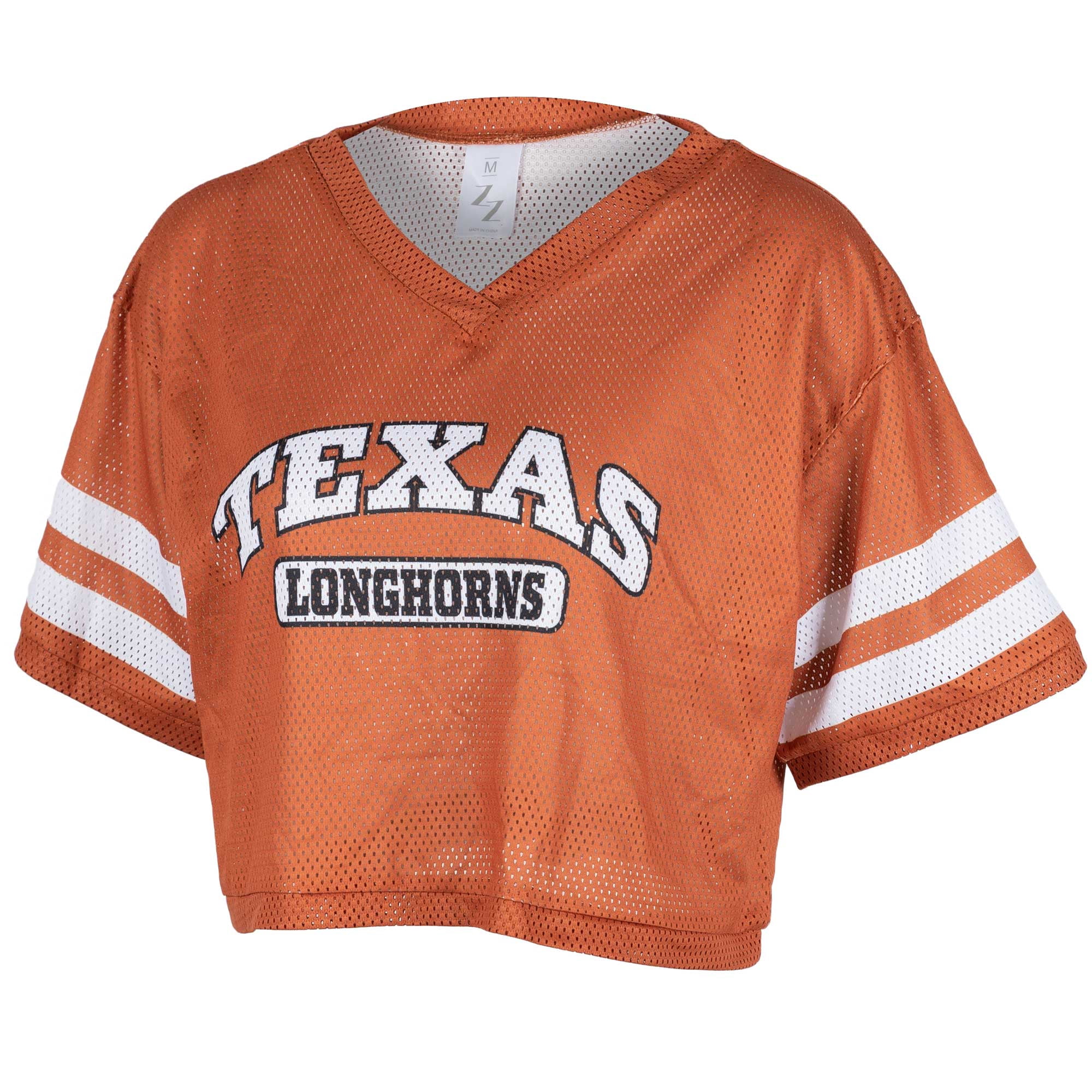 Women's ZooZatz Texas Orange Texas Longhorns Mesh Cropped V-Neck T ...