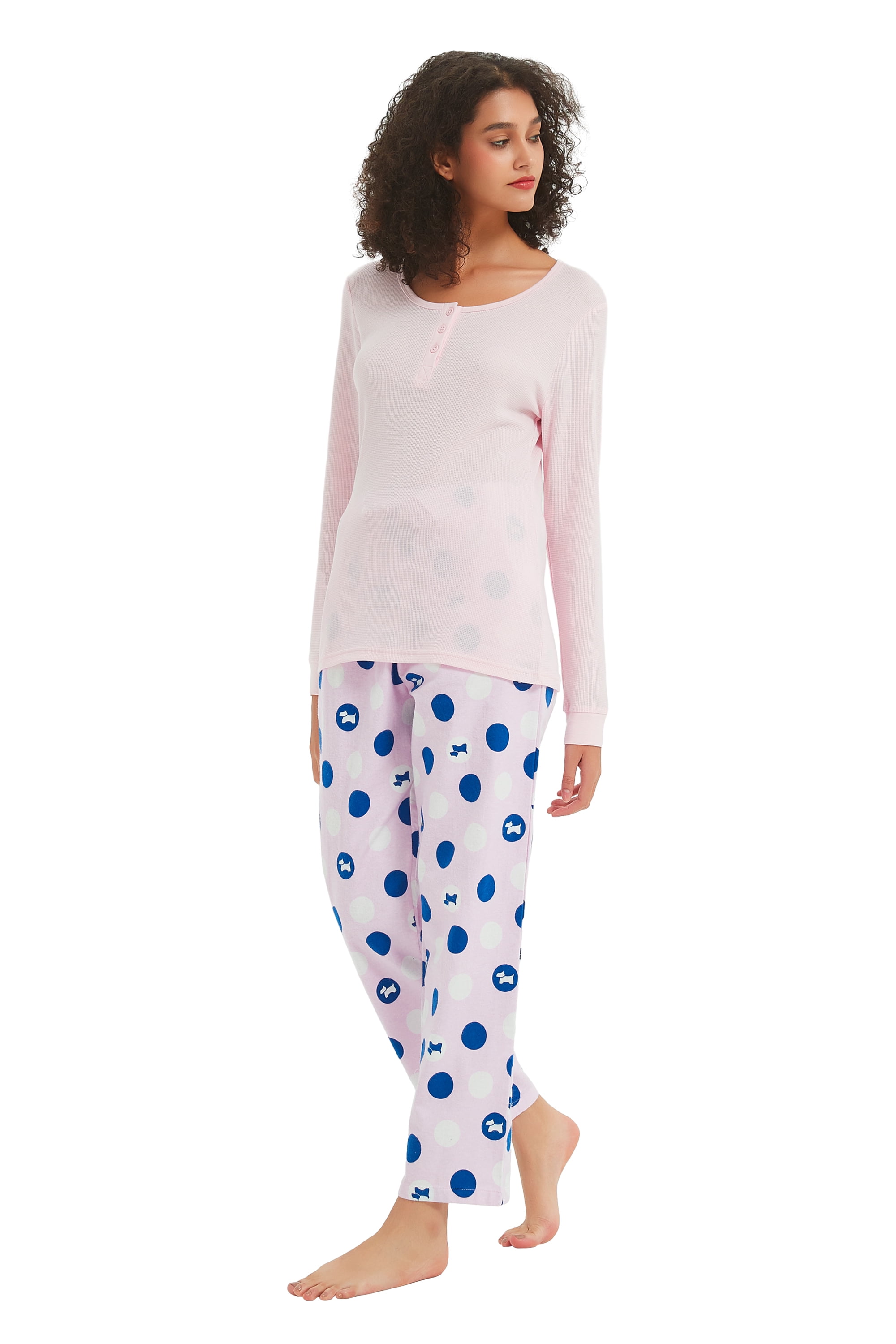 Kolipajam Women's Cotton Flannel Pajama Set Cozy Drawstring Waist ...