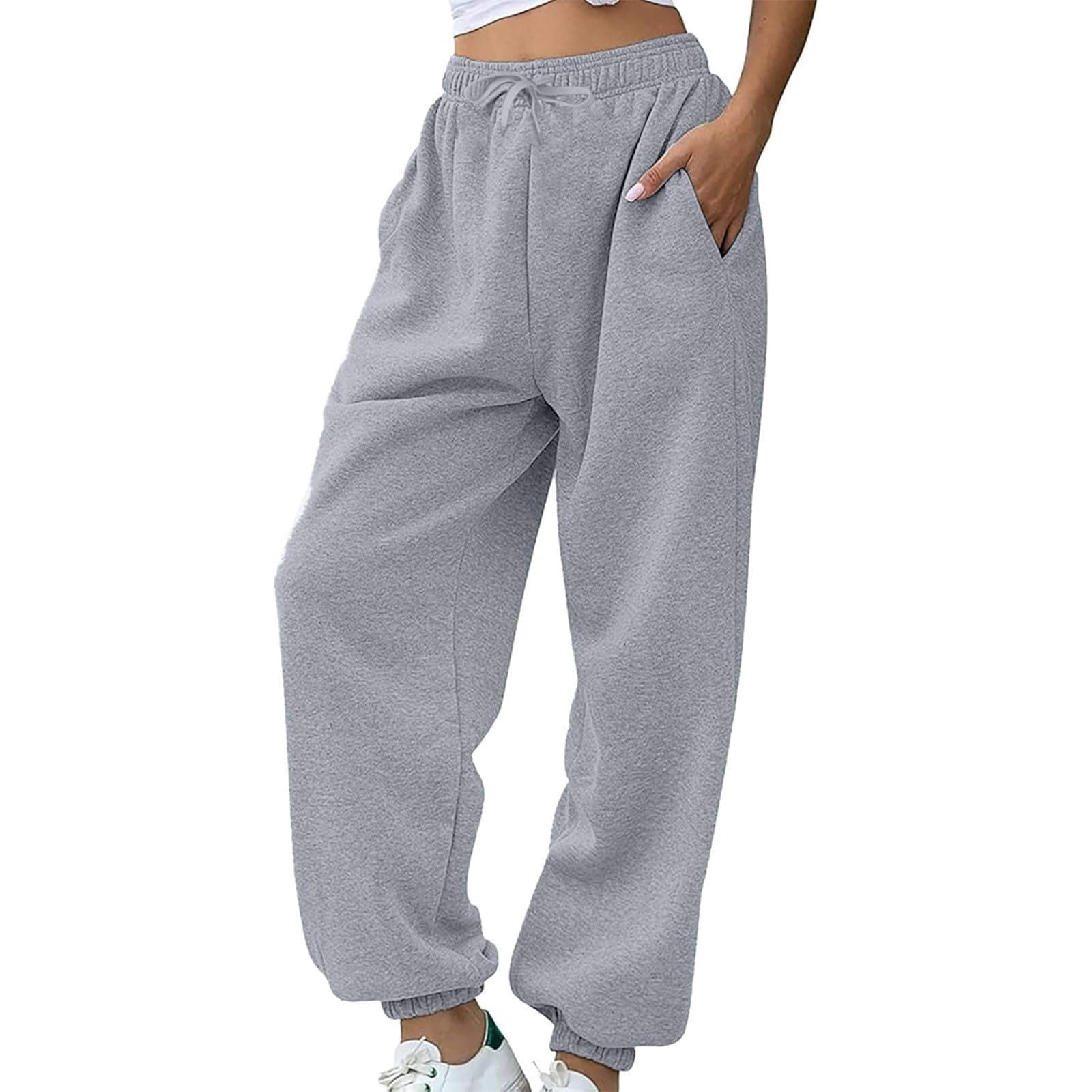 Women's fleece-lined front and back pocket sweatpants, sweatpants and ...