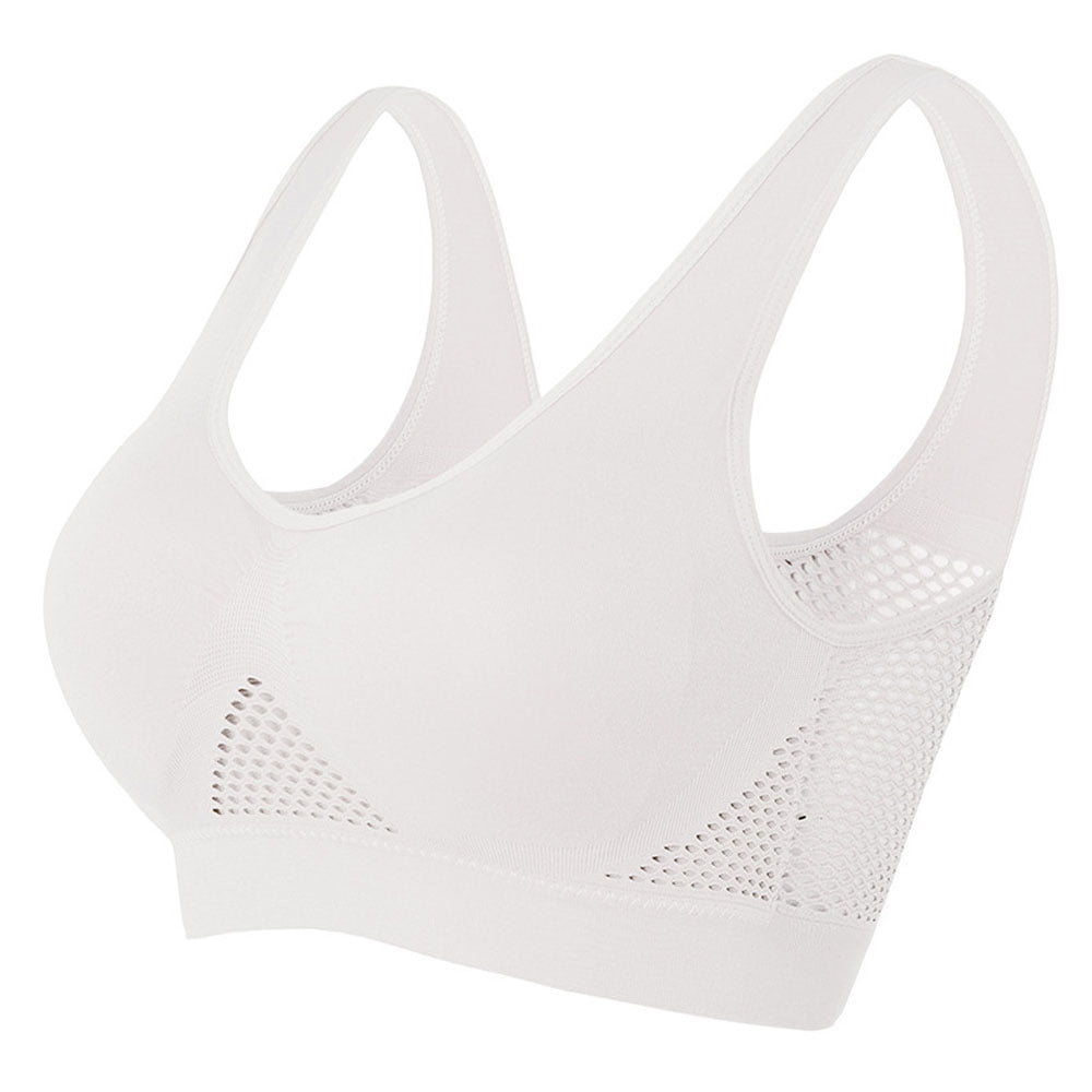 Women's full cover seamless bra with removable padding, mesh hollowed ...