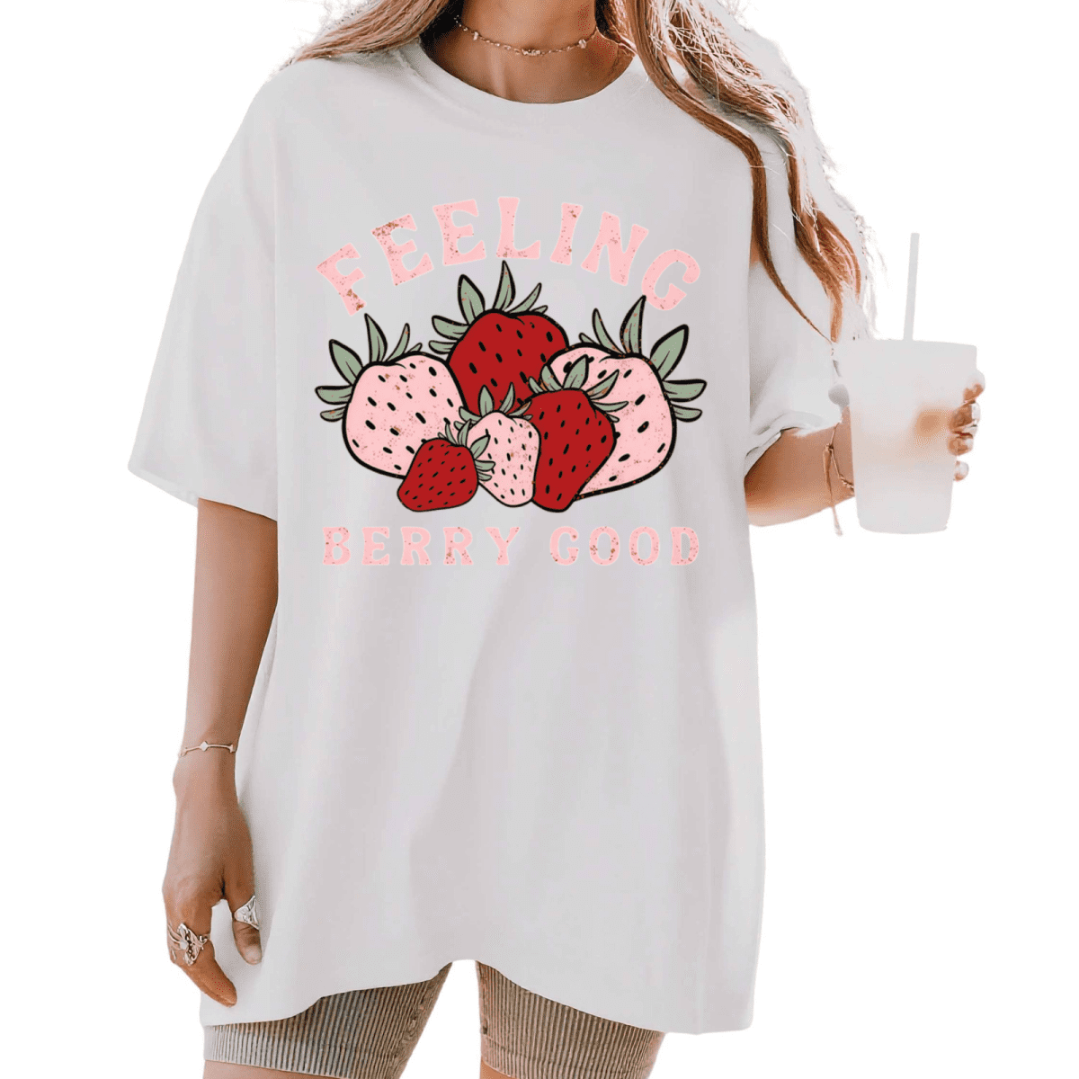 Women's funny "Feeling Berry Good" Retro Strawberry Illustration Funny ...