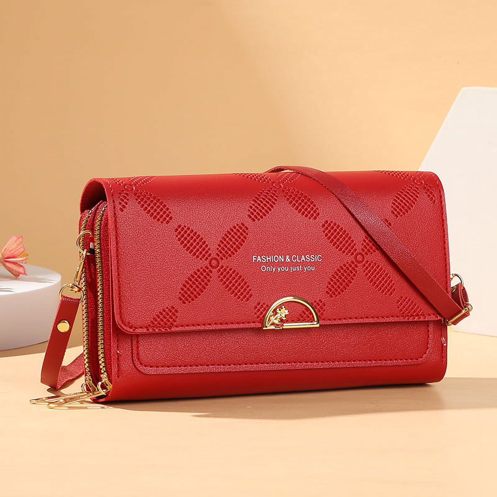 Women's long purse coin purse female double zipper crossbody wallet ...