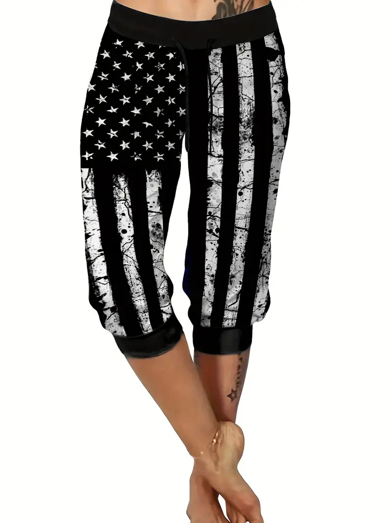Women's plus size star and striped print with random flag pattern ...