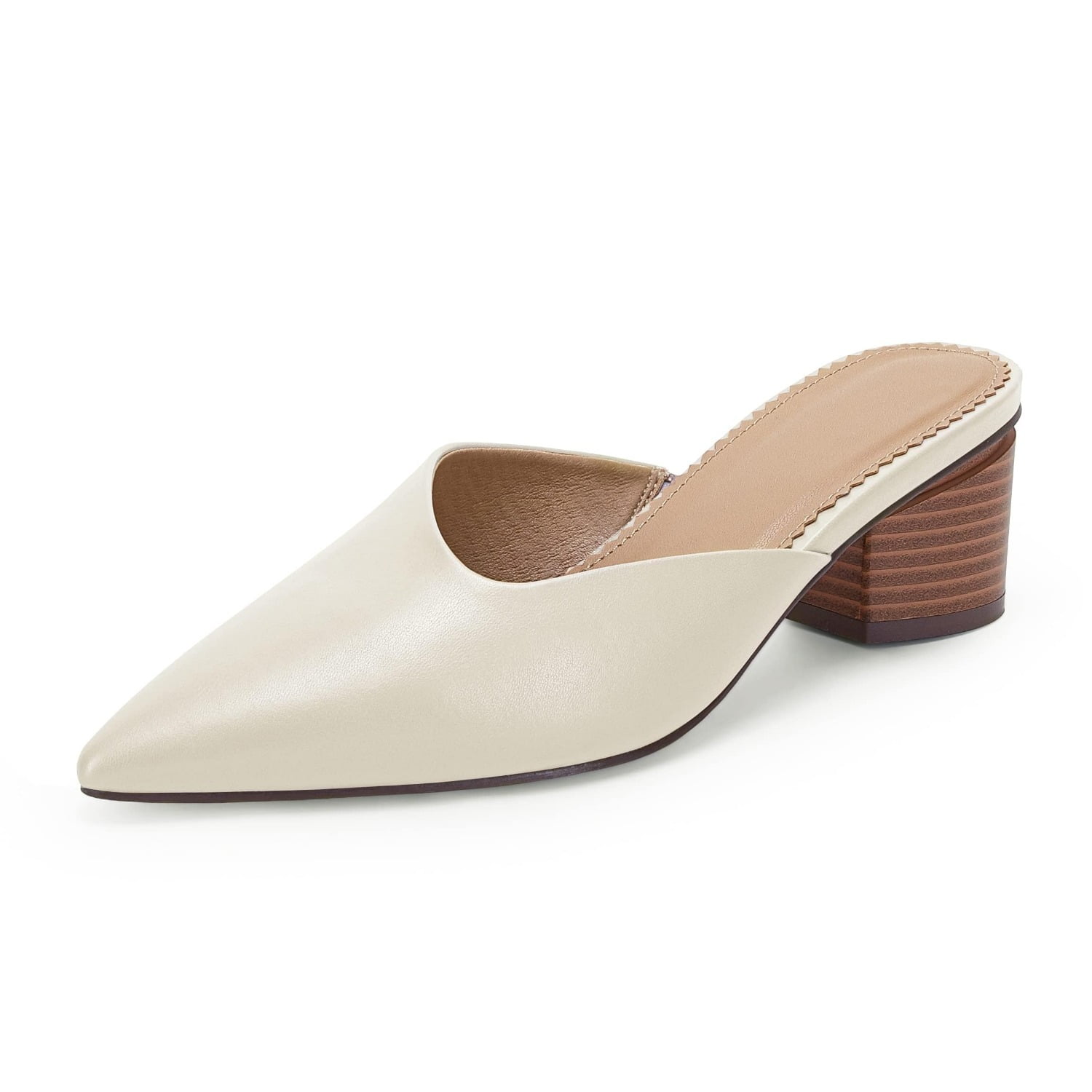 Women's pointed V-shaped cutting mule thick block high heels ...