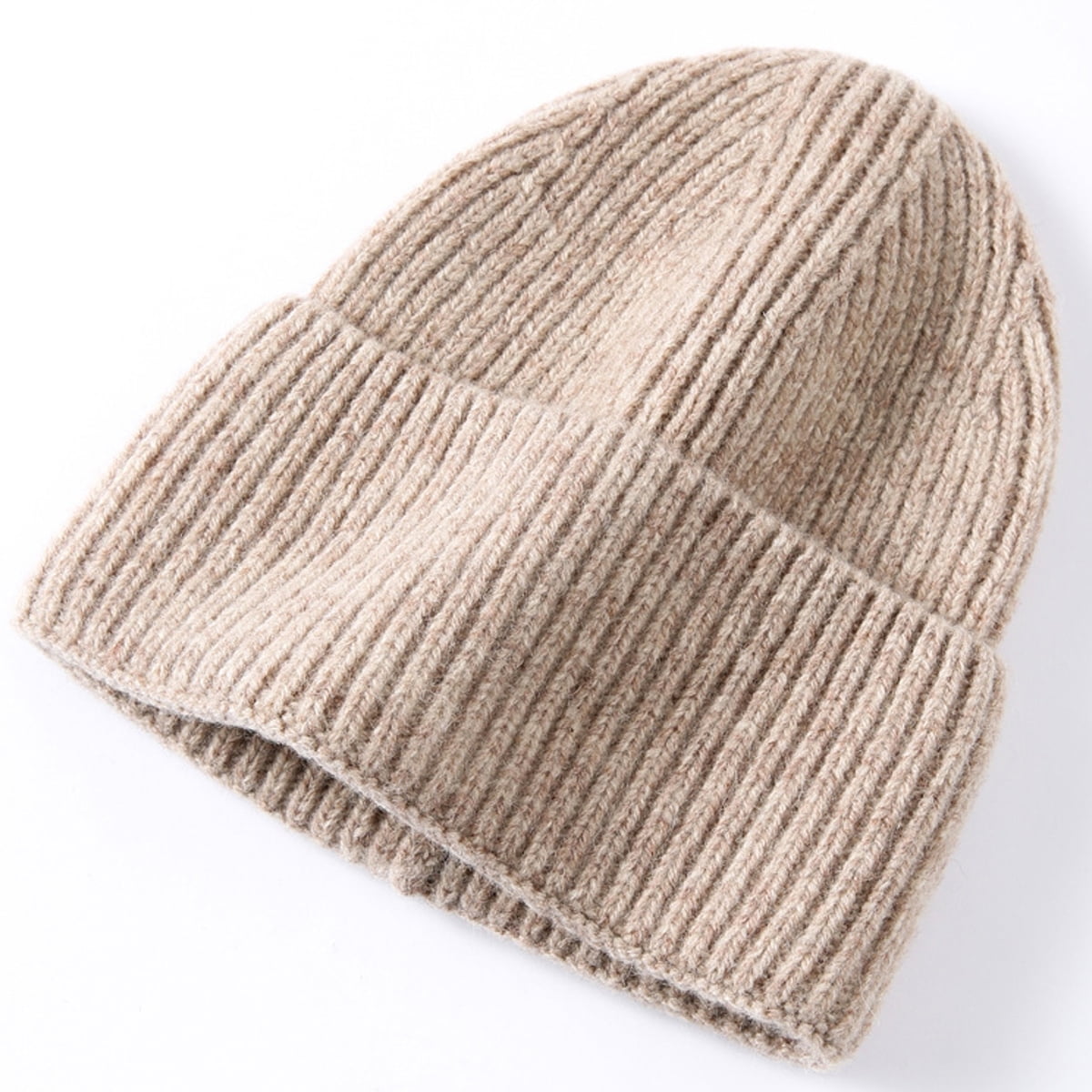 Women's pure wool cap fall and winter thick warm knitted wool cap men's ...