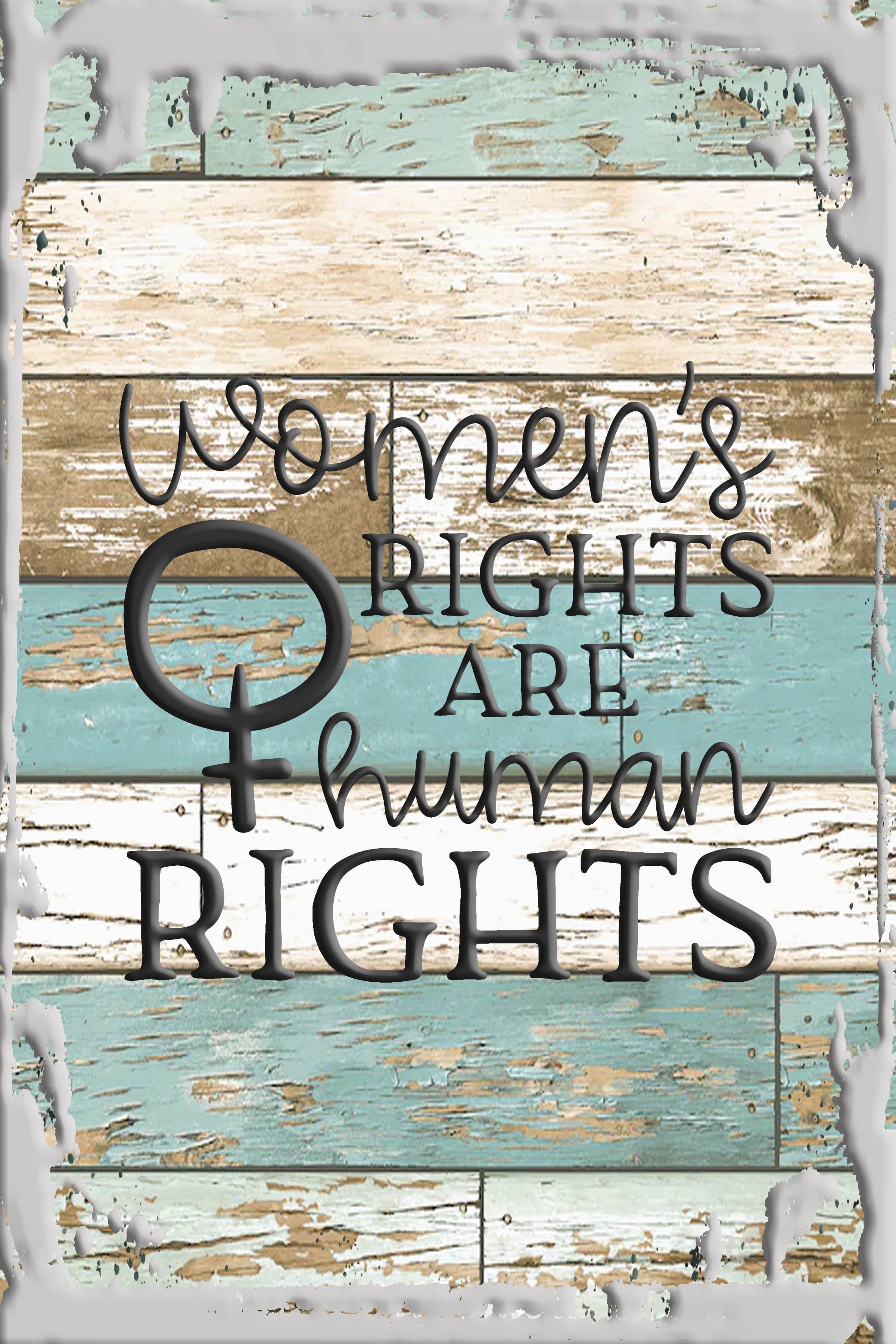 Women's right are human rights symbol caps cursive female power White ...