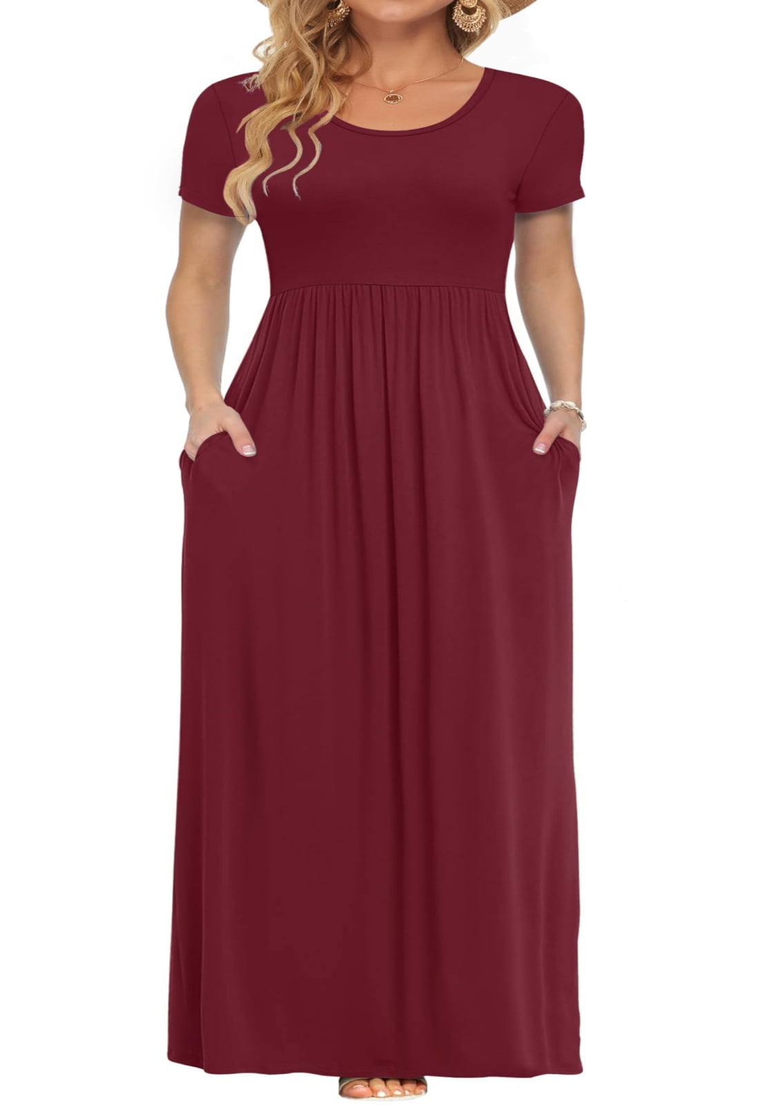 Women's short sleeve maxi dresses, casual long dresses - Walmart.com