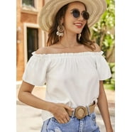 Celmia Women Off Shoulder Shirts Vintage Ruffles Statement Lapel Tops ...